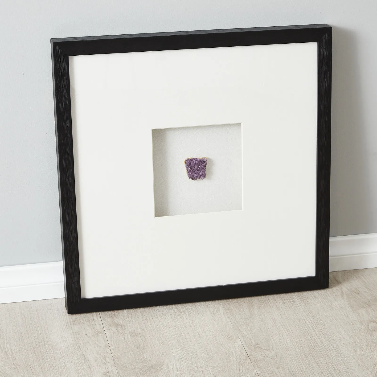 Violet Crystal Shadow Box With Black Frame