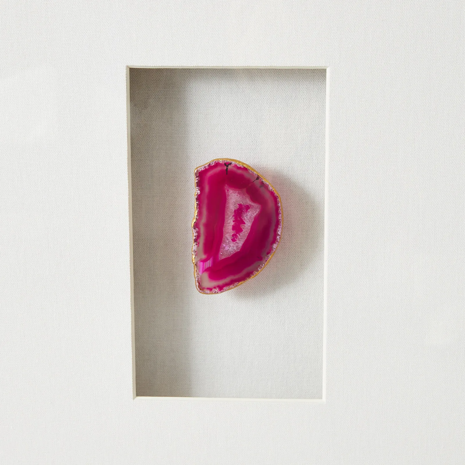 Magenta Agate Shadow Box With Gold Frame