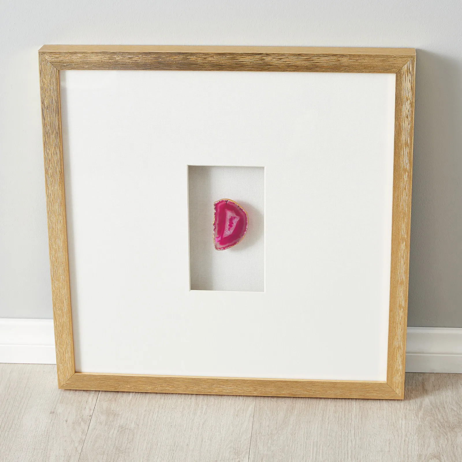 Magenta Agate Shadow Box With Gold Frame