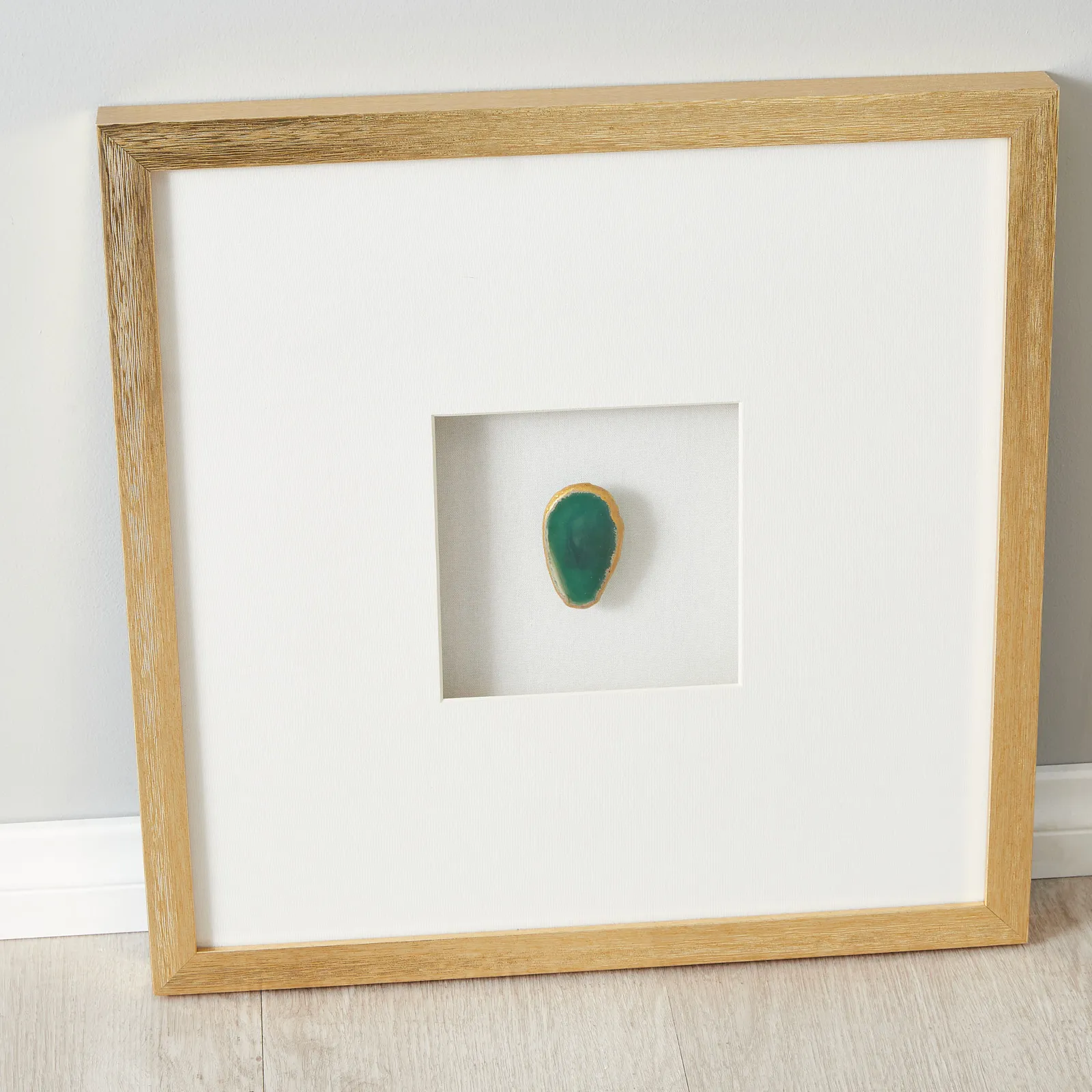 Jade Green Agate Shadow Box With Gold Frame