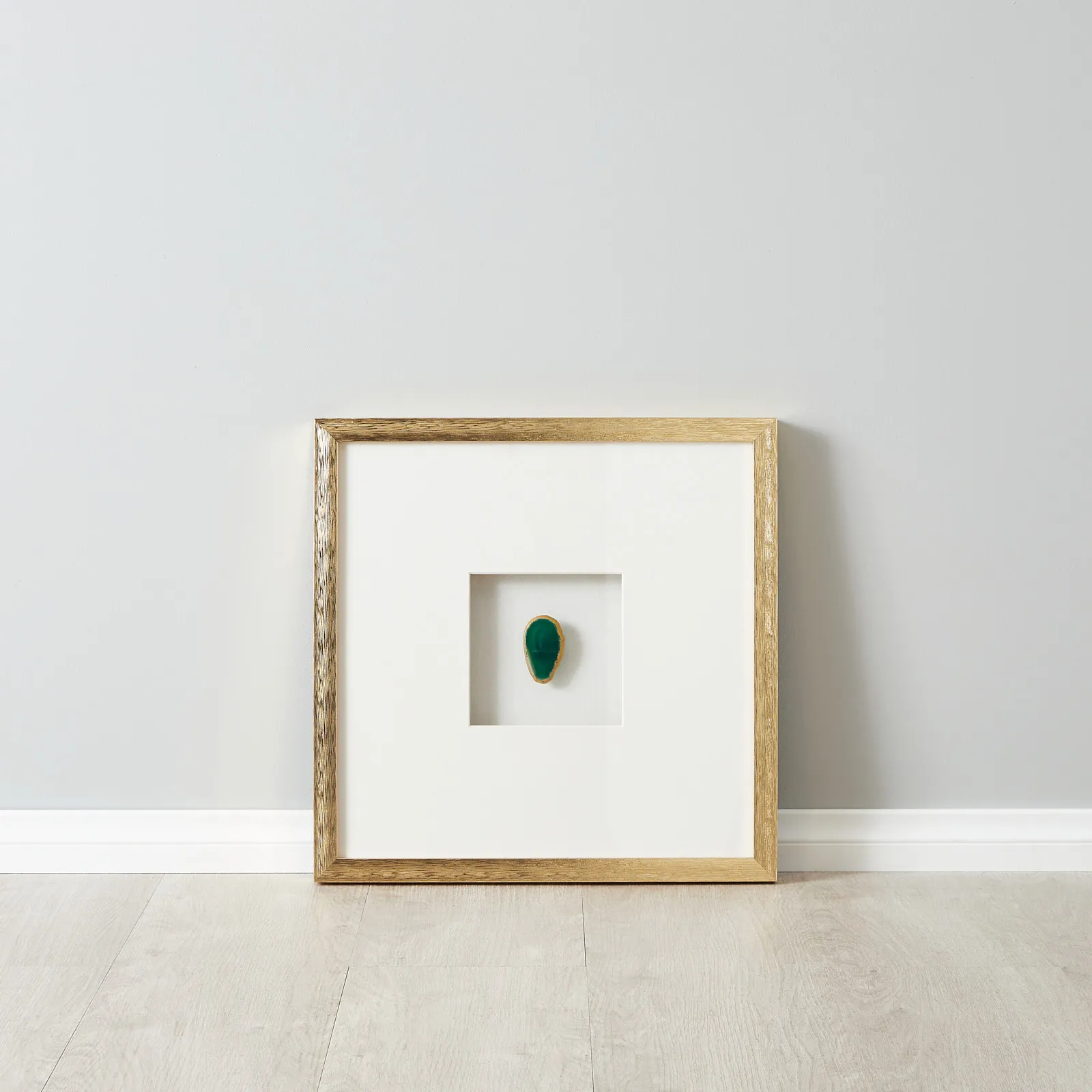Jade Green Agate Shadow Box With Gold Frame