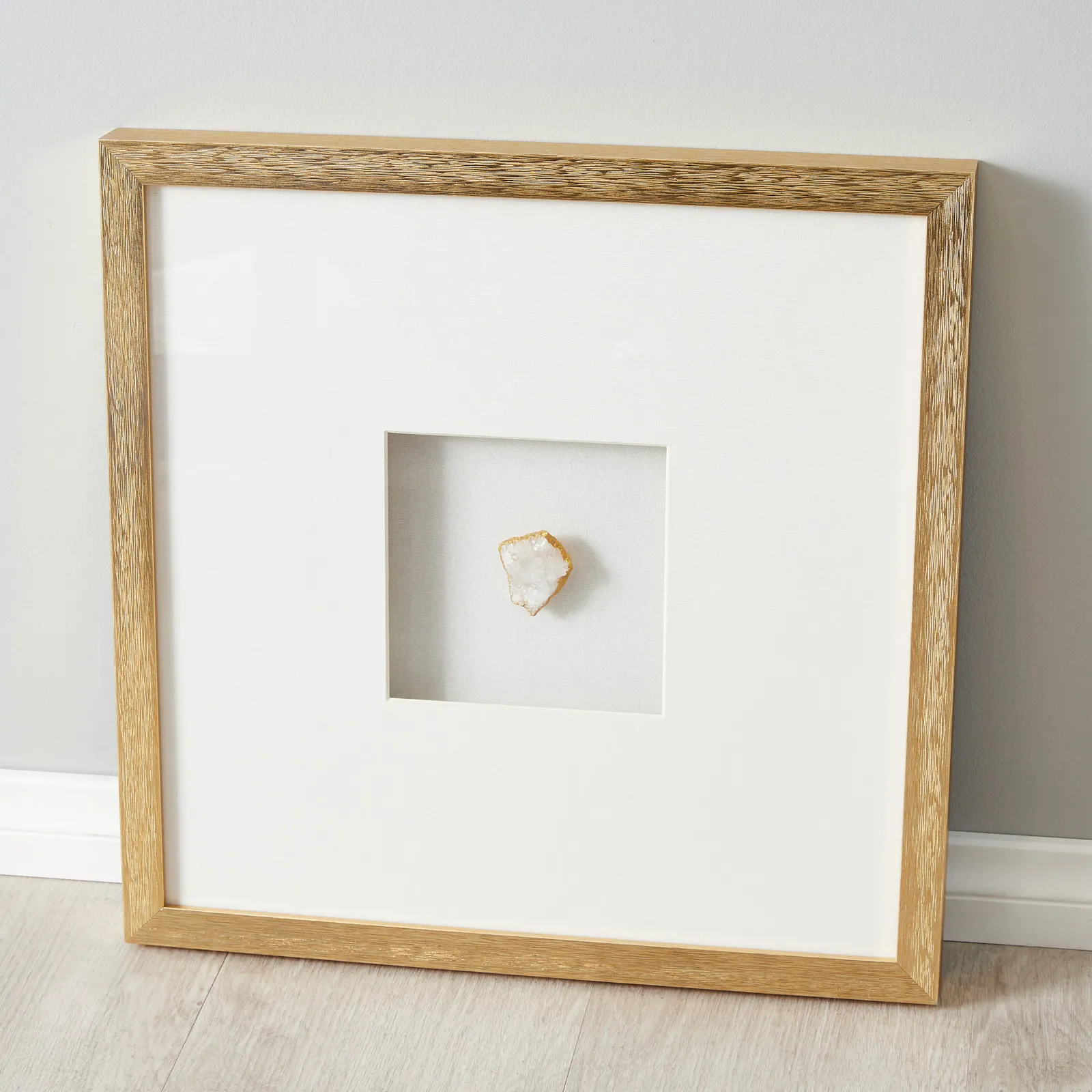 Snow White Crystal Shadow Box With Gold Frame