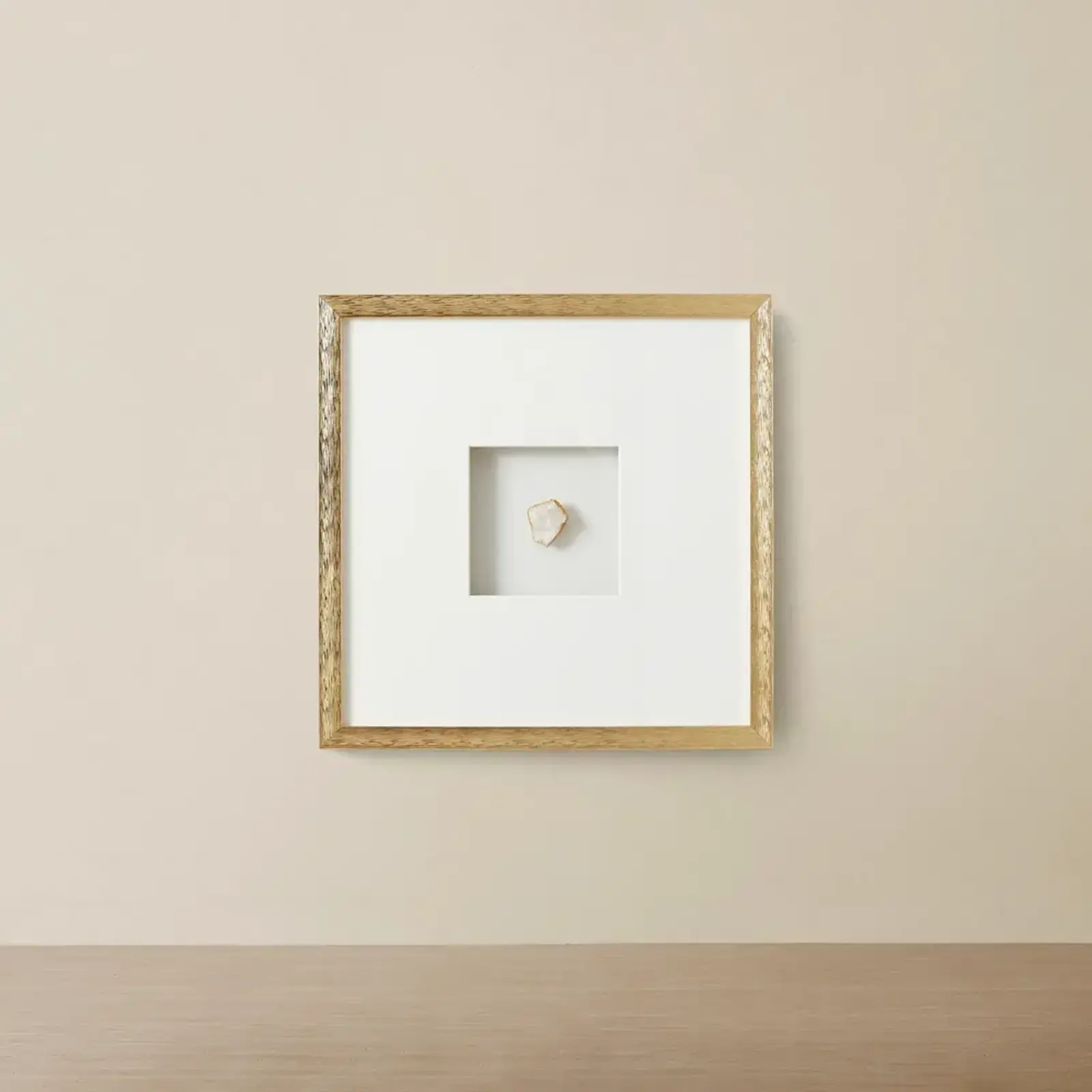 Snow White Crystal Shadow Box With Gold Frame