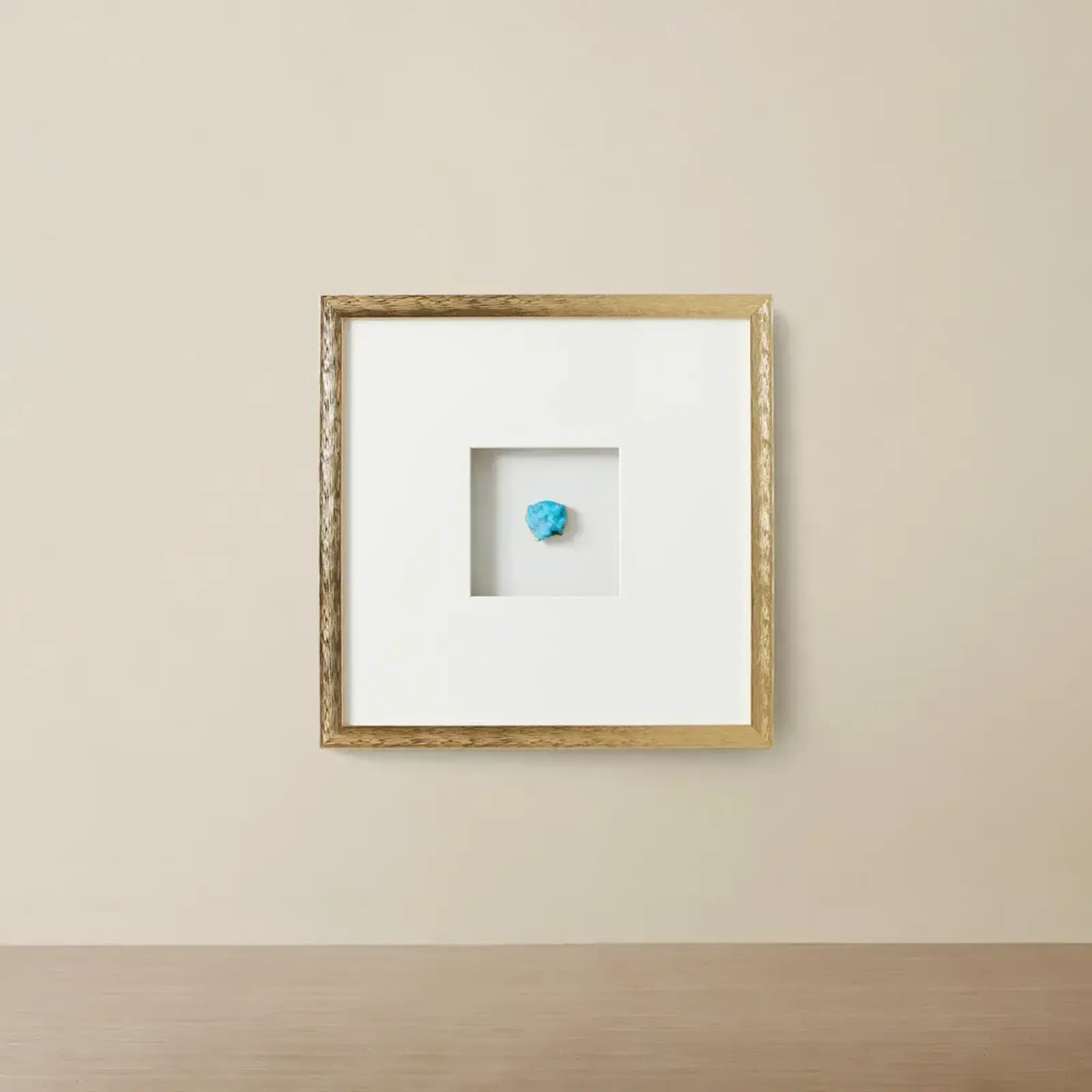 Aegean Blue Crystal Shadow Box With Gold Frame