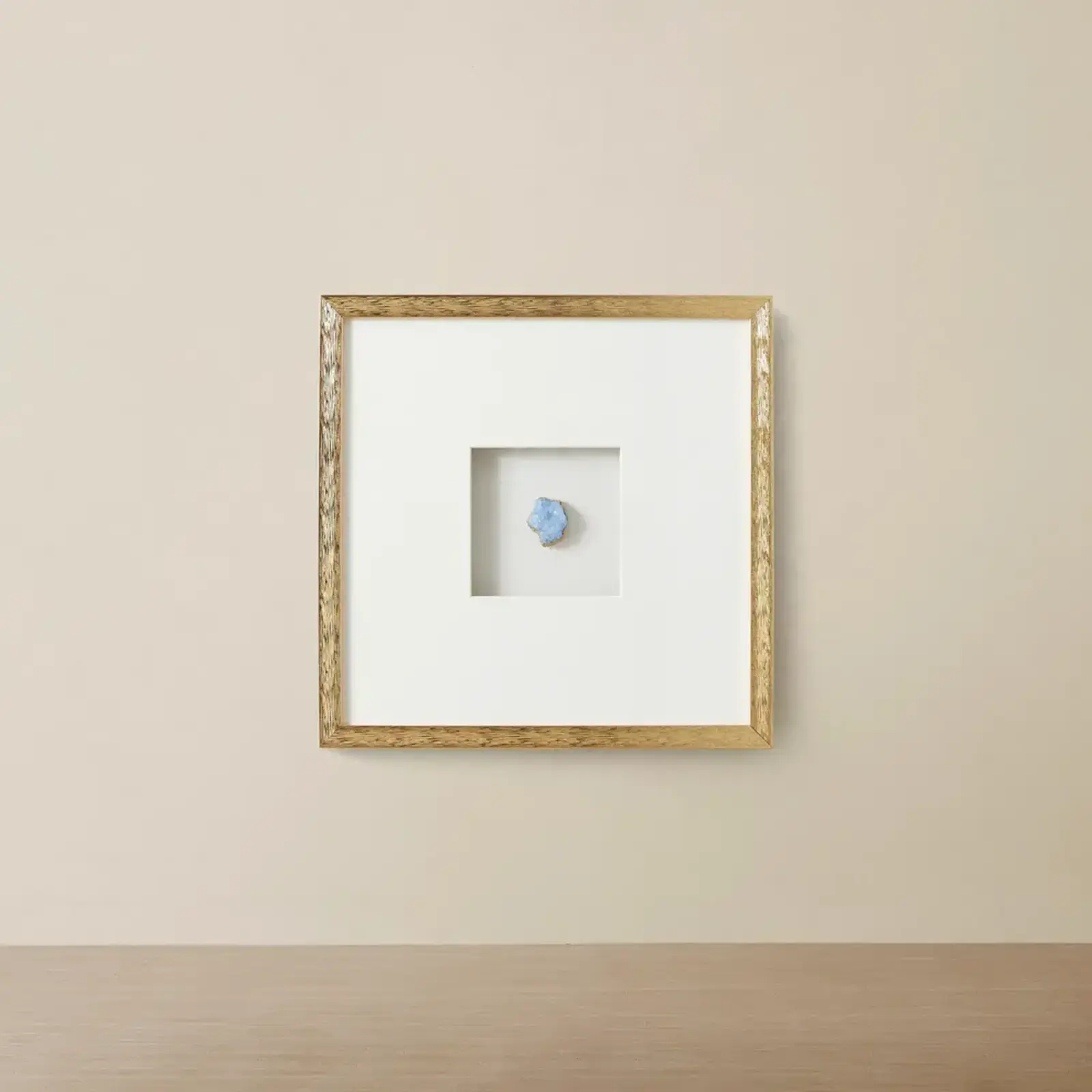 Stone Blue Crystal Shadow Box With Gold Frame