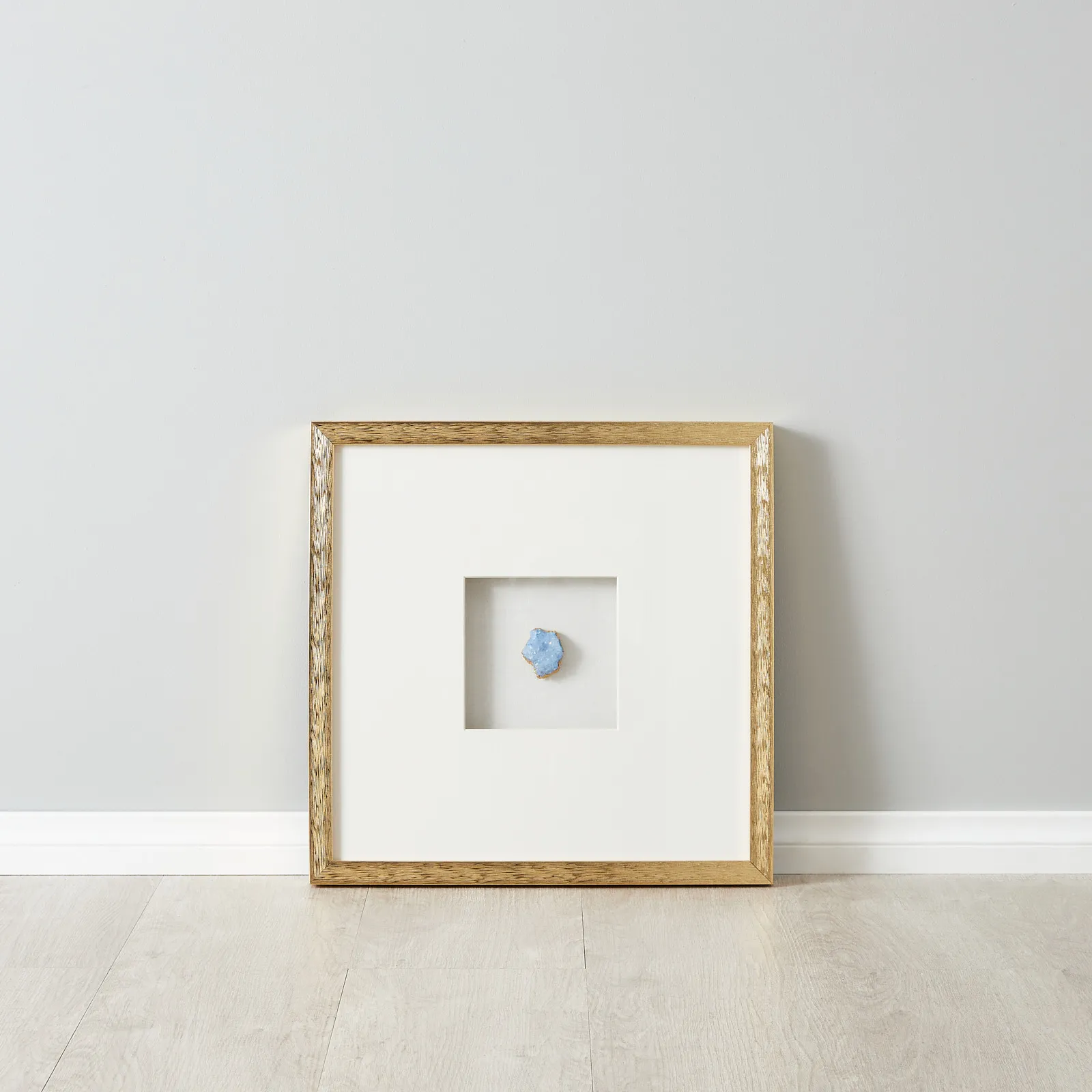 Stone Blue Crystal Shadow Box With Gold Frame