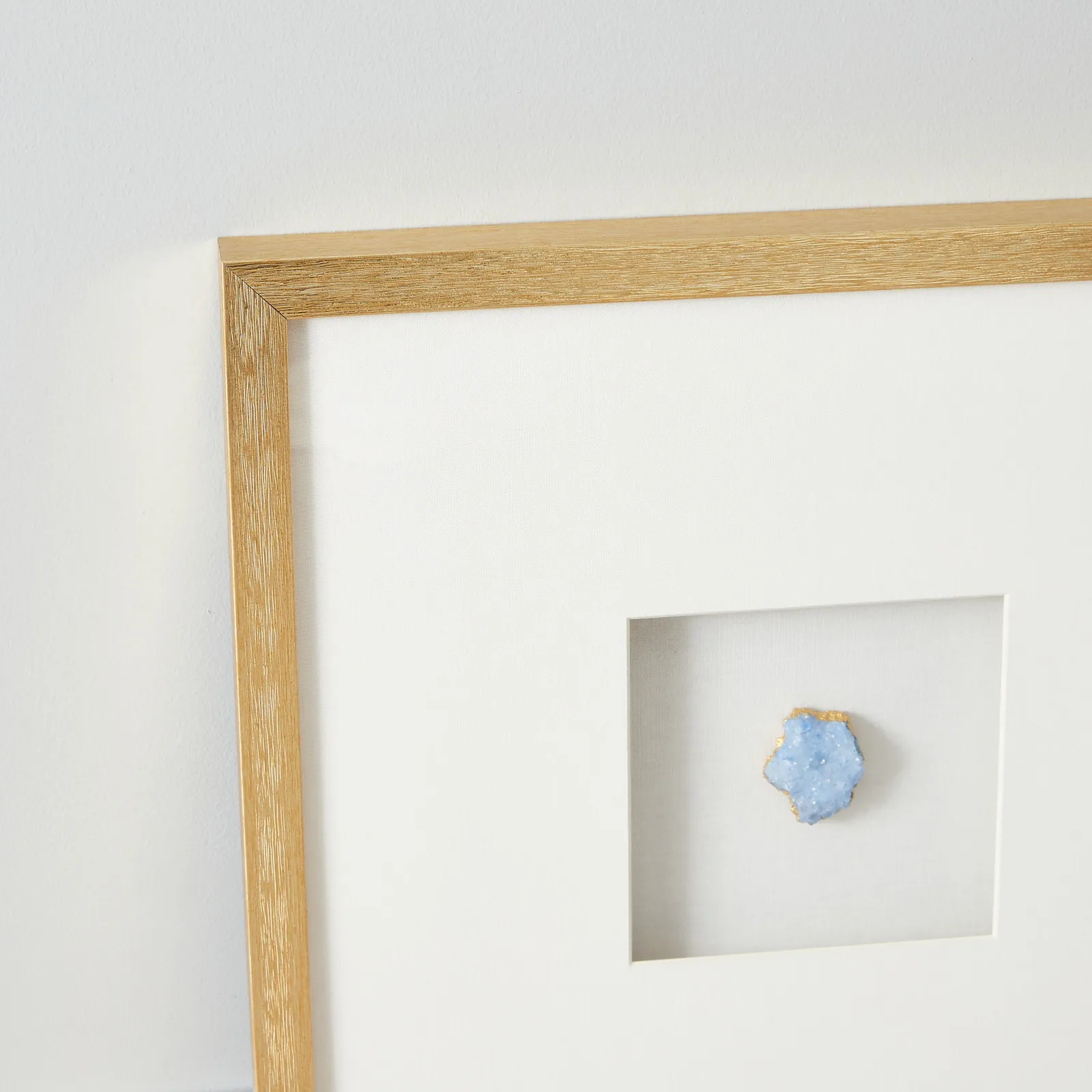 Stone Blue Crystal Shadow Box With Gold Frame