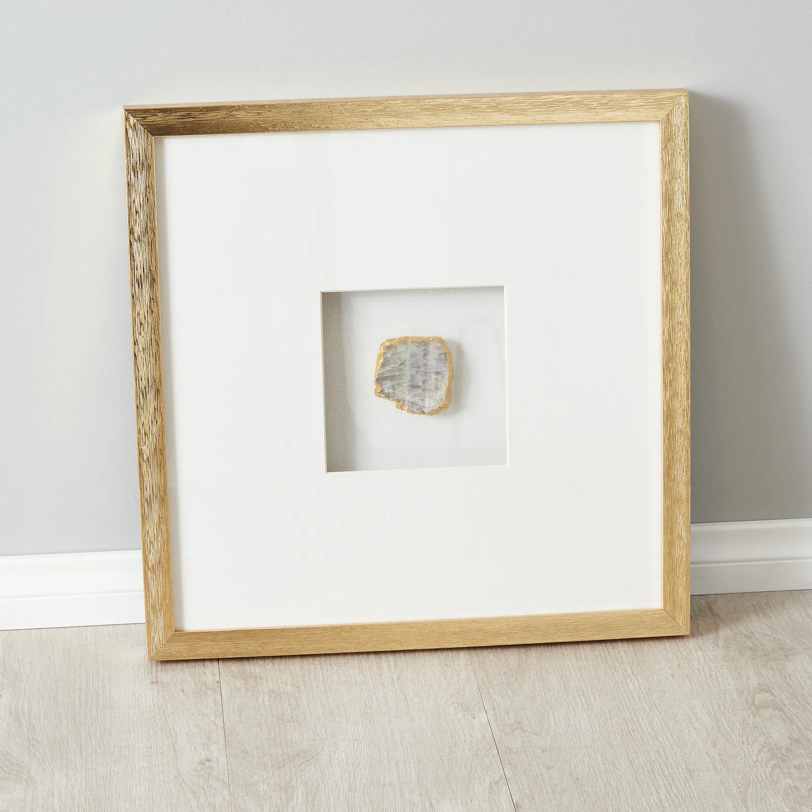Tri-coloured Agate Shadow Box With Gold Frame