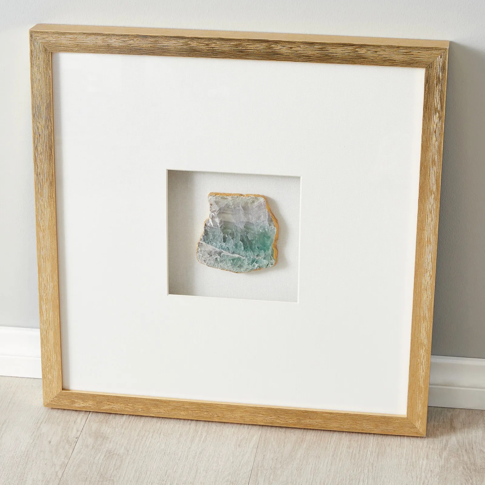 Blue Storm Stone Shadow Box With Gold Frame