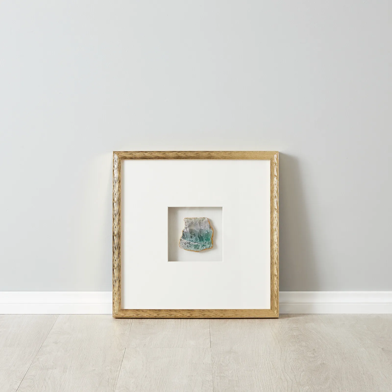 Blue Storm Stone Shadow Box With Gold Frame