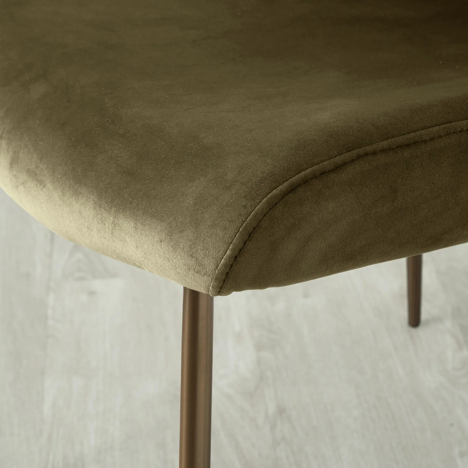 Hailey Olive Green Velvet 67 cm Counter Stool - Brushed Bronze Legs ...