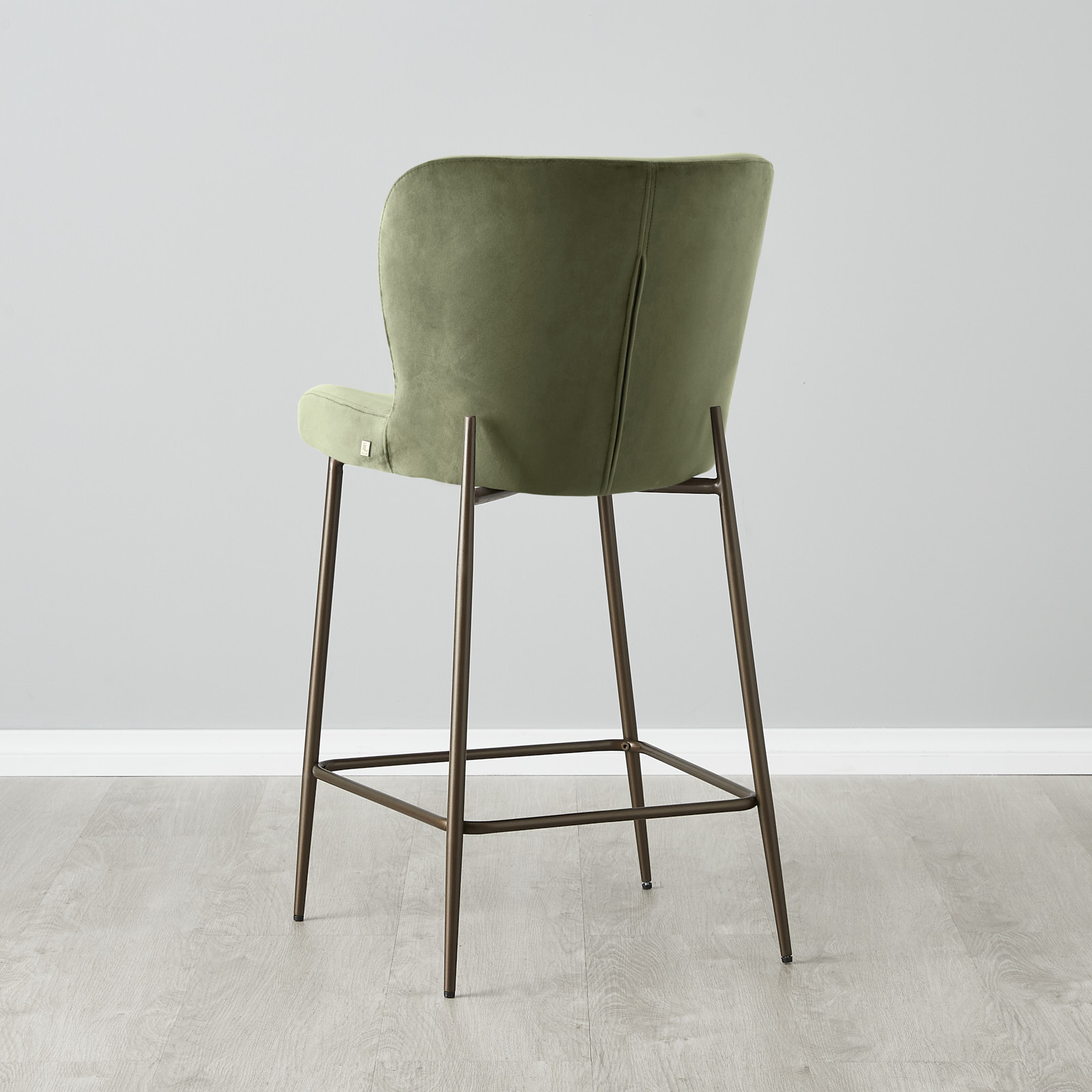 Hailey Olive Green Velvet 67 cm Counter Stool - Bronze Legs