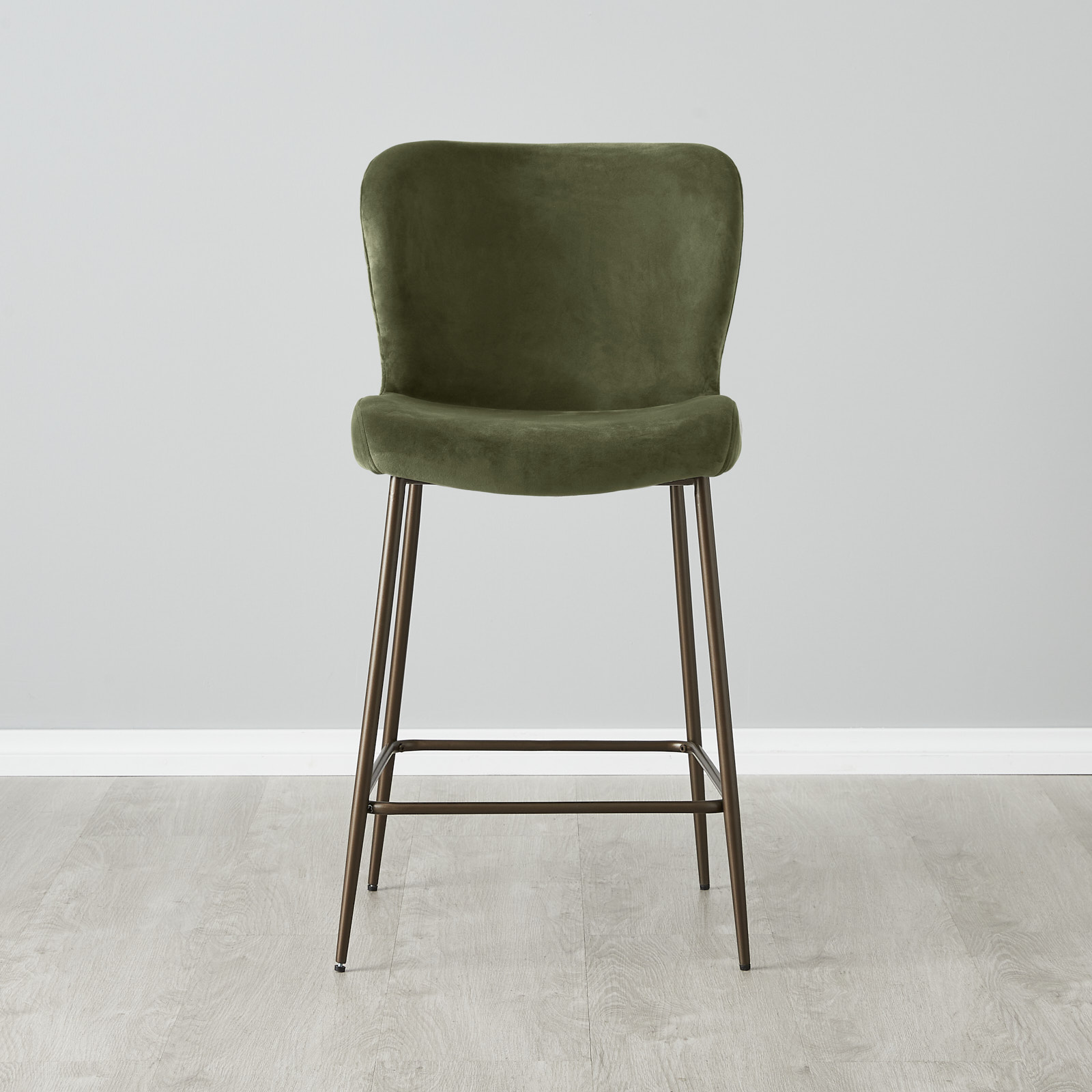 Hailey Olive Green Velvet 67 cm Counter Stool - Bronze Legs