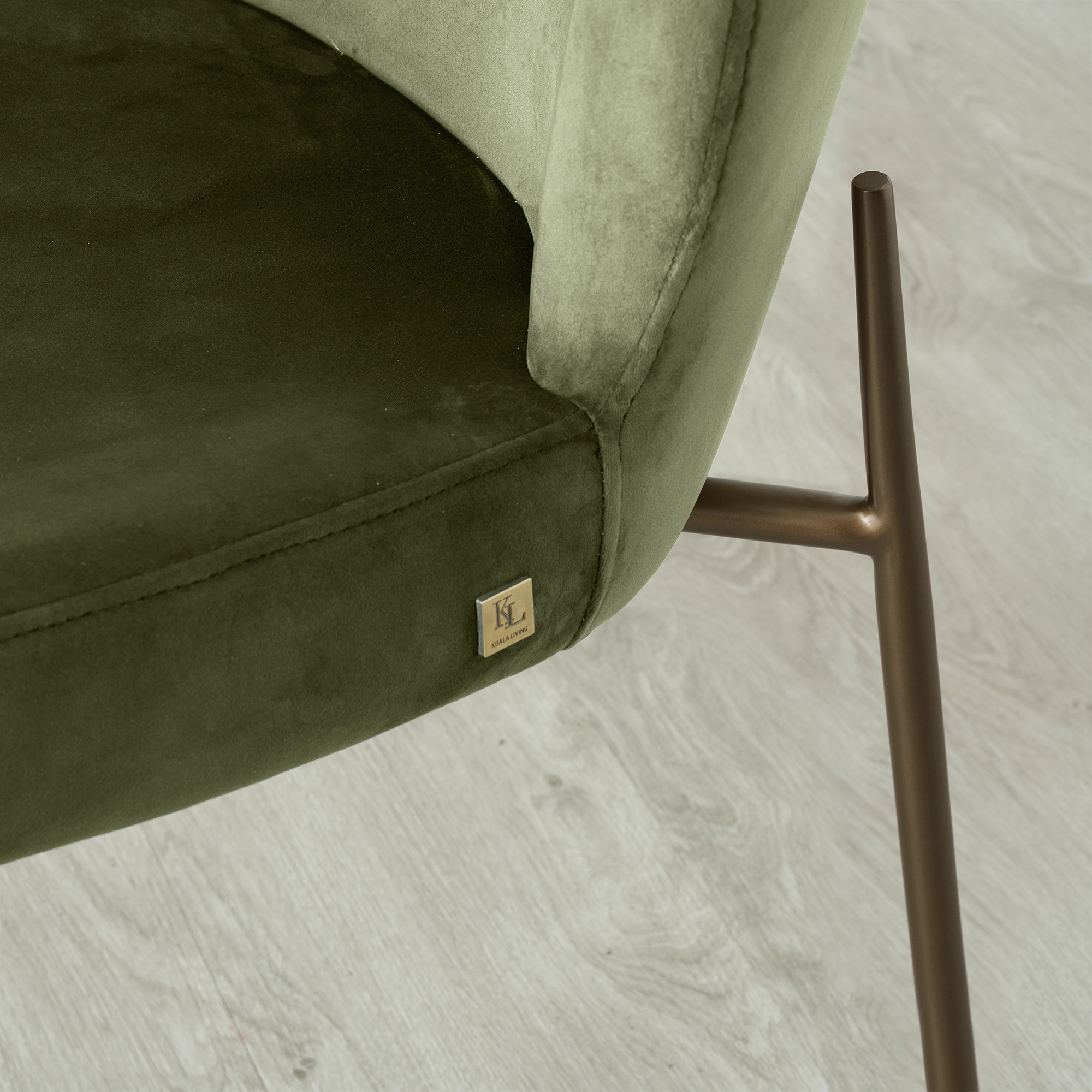 Hailey Olive Green Velvet 67 cm Counter Stool - Bronze Legs