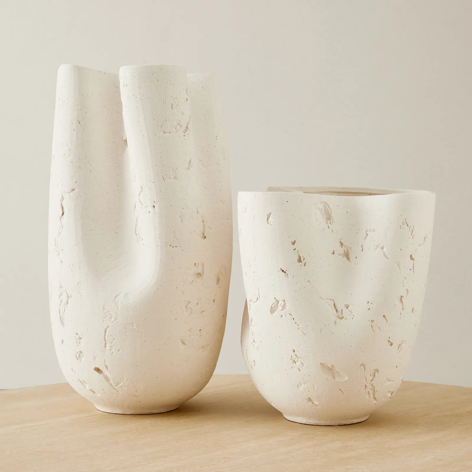 Zinnia 50cm White Cast Stone Ceramic Vase | Koala Living