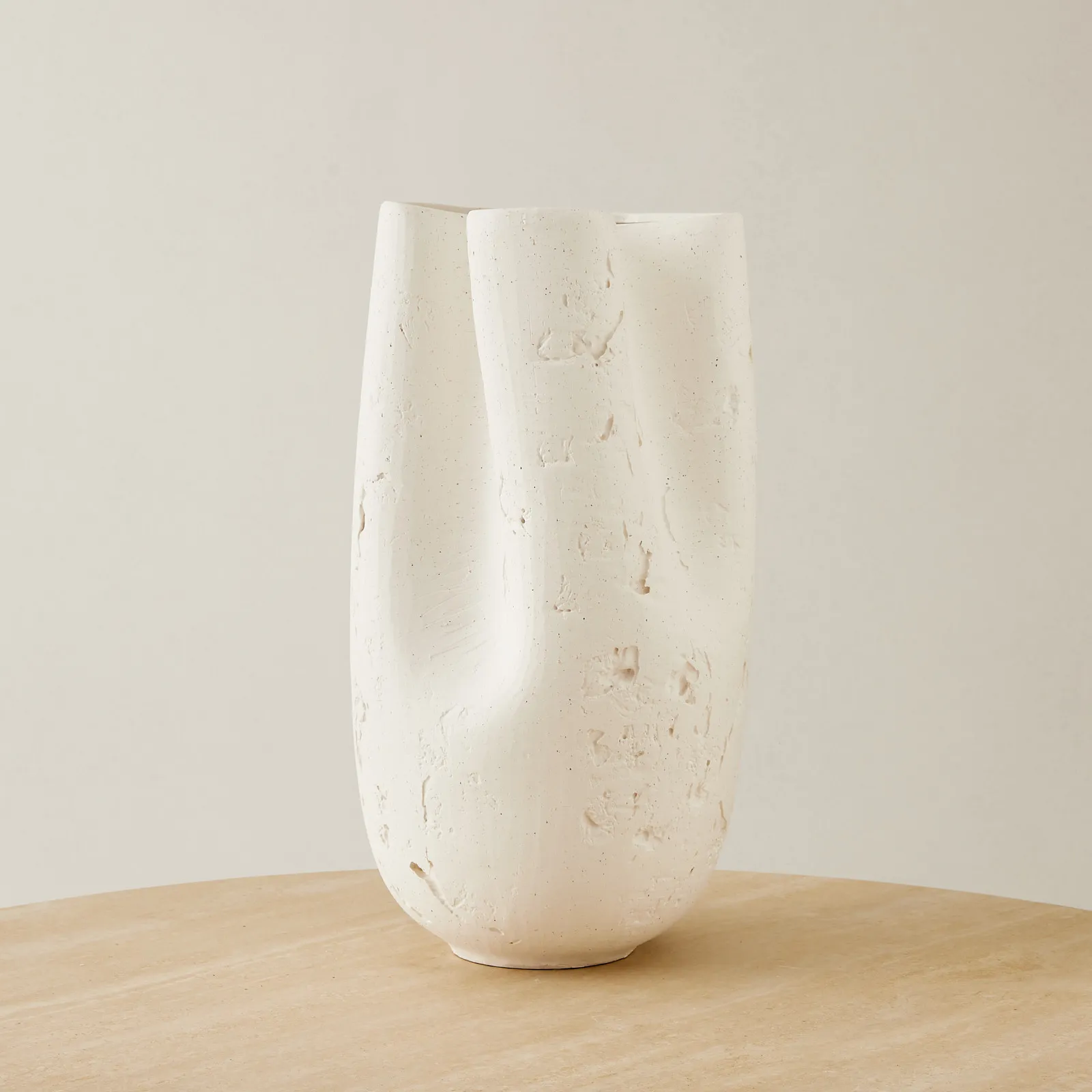 Zinnia 50cm White Cast Stone Ceramic Vase | Koala Living
