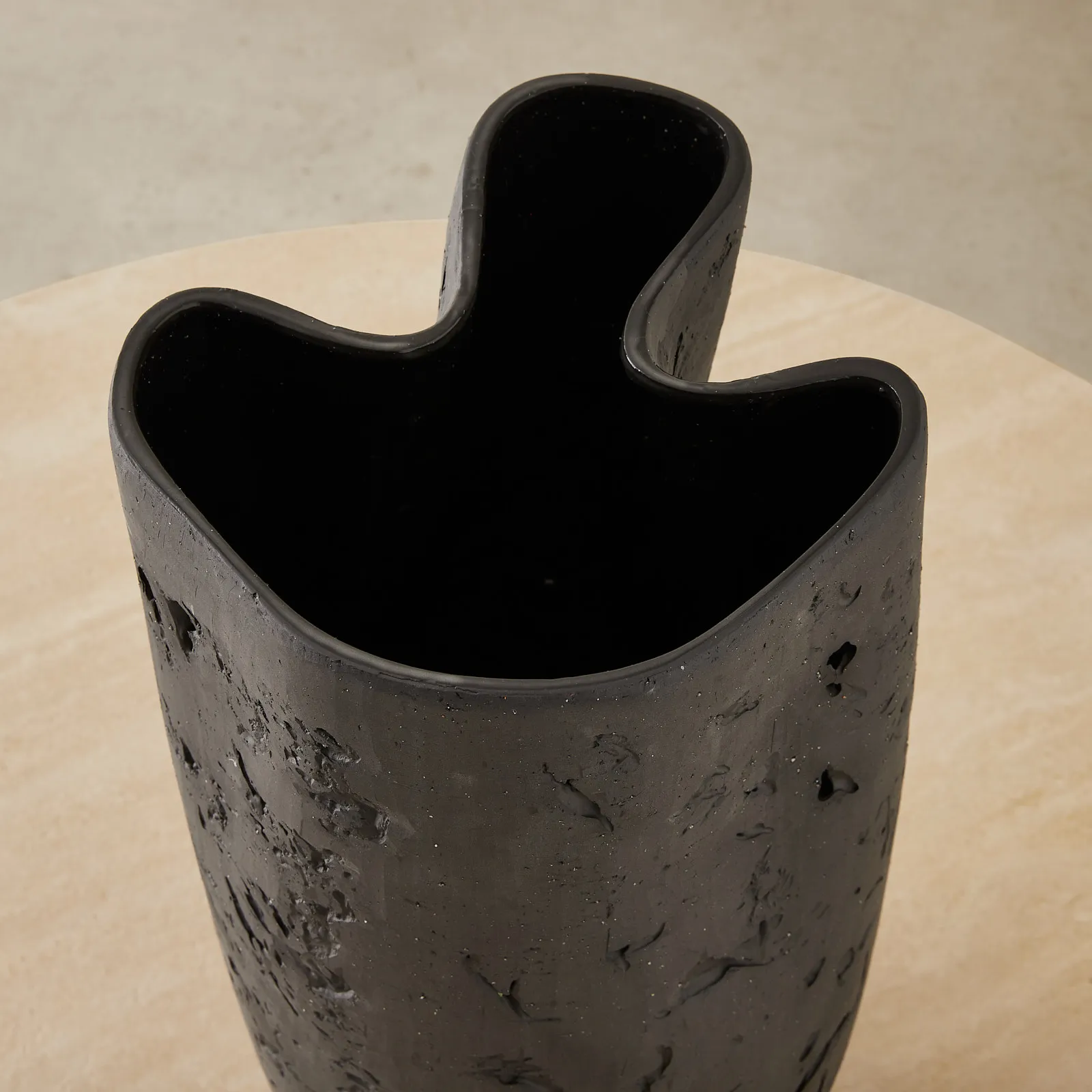 Zinnia 50cm Black Cast Stone Ceramic Vase | Koala Living