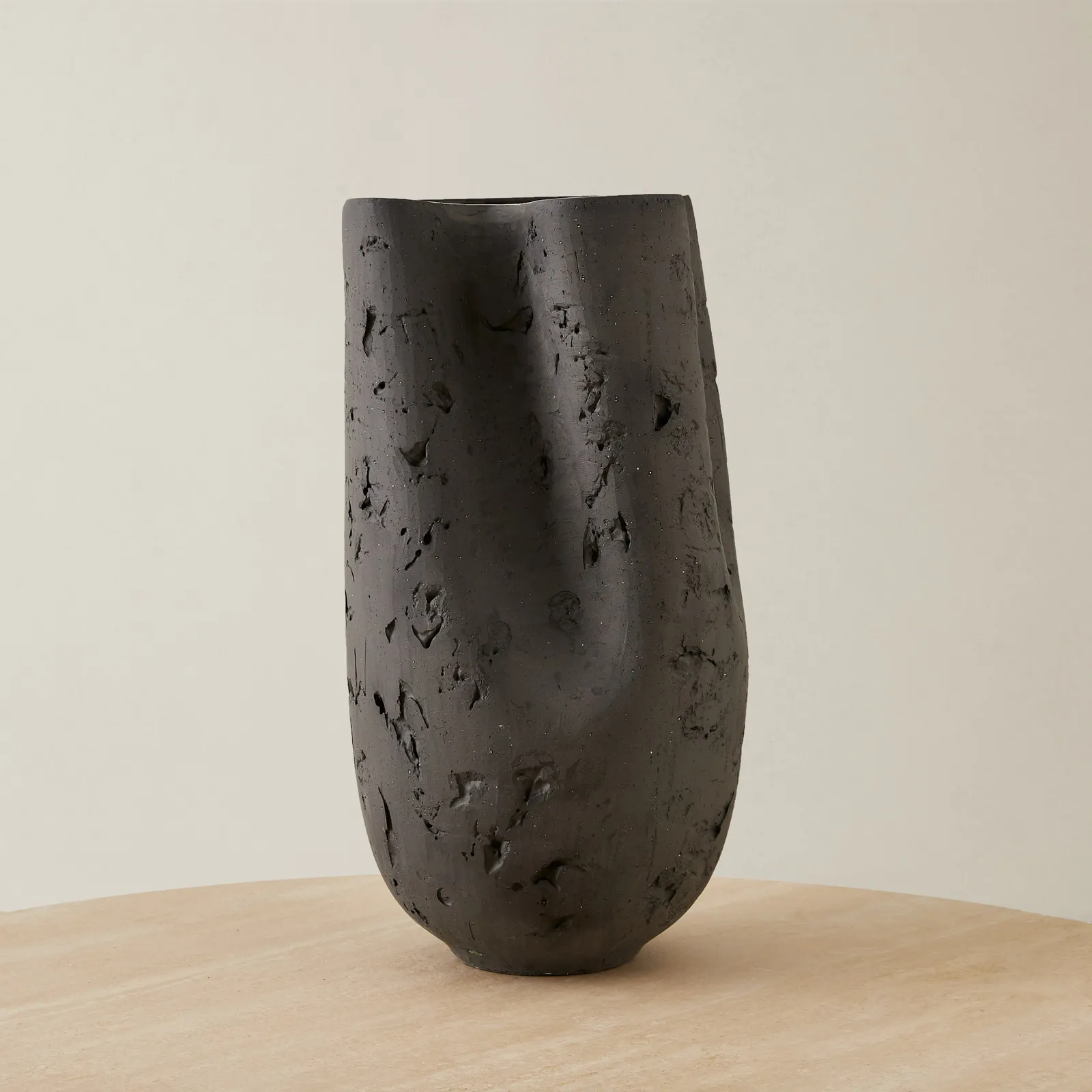 Zinnia 50cm Black Cast Stone Ceramic Vase | Koala Living