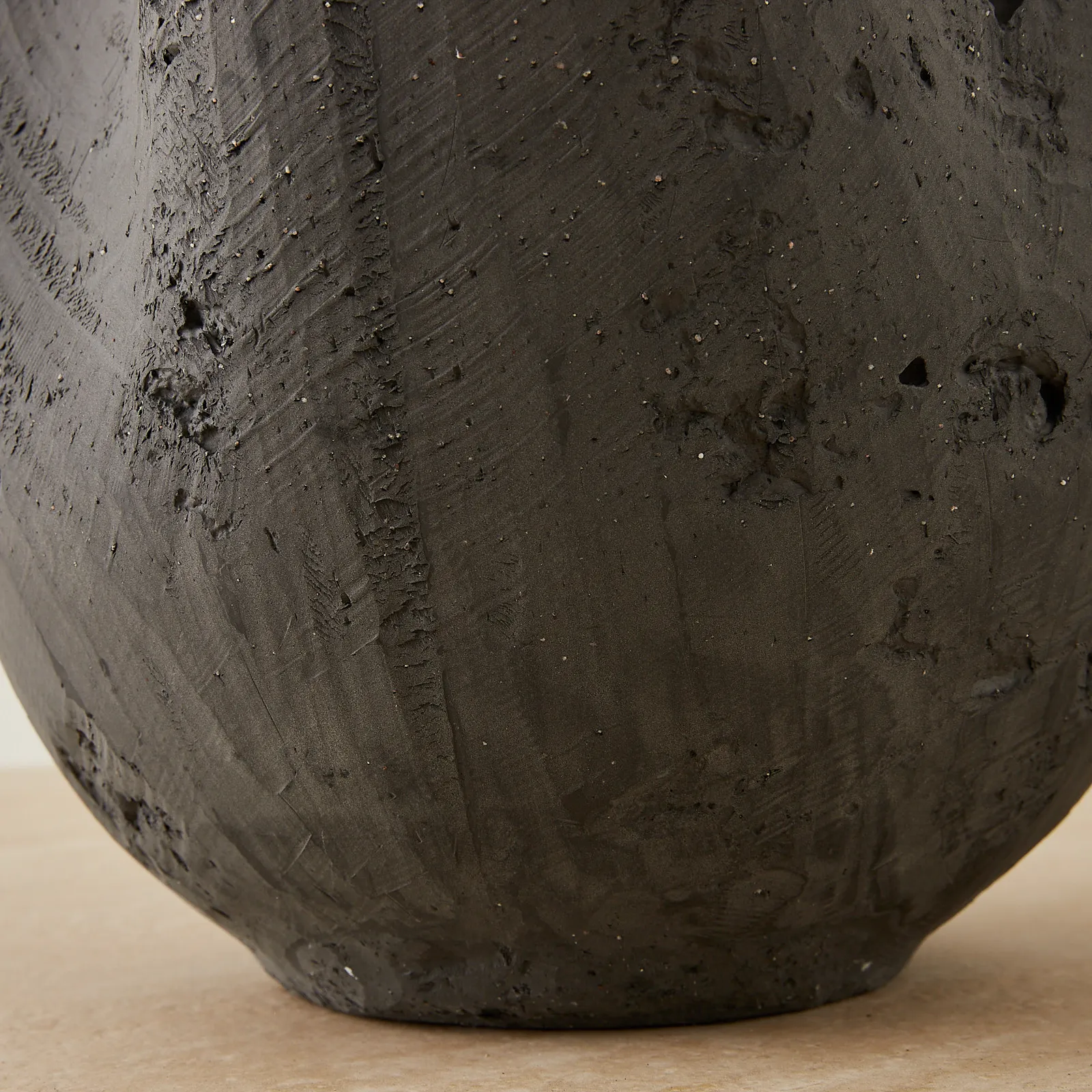 Zinnia 50cm Black Cast Stone Ceramic Vase | Koala Living