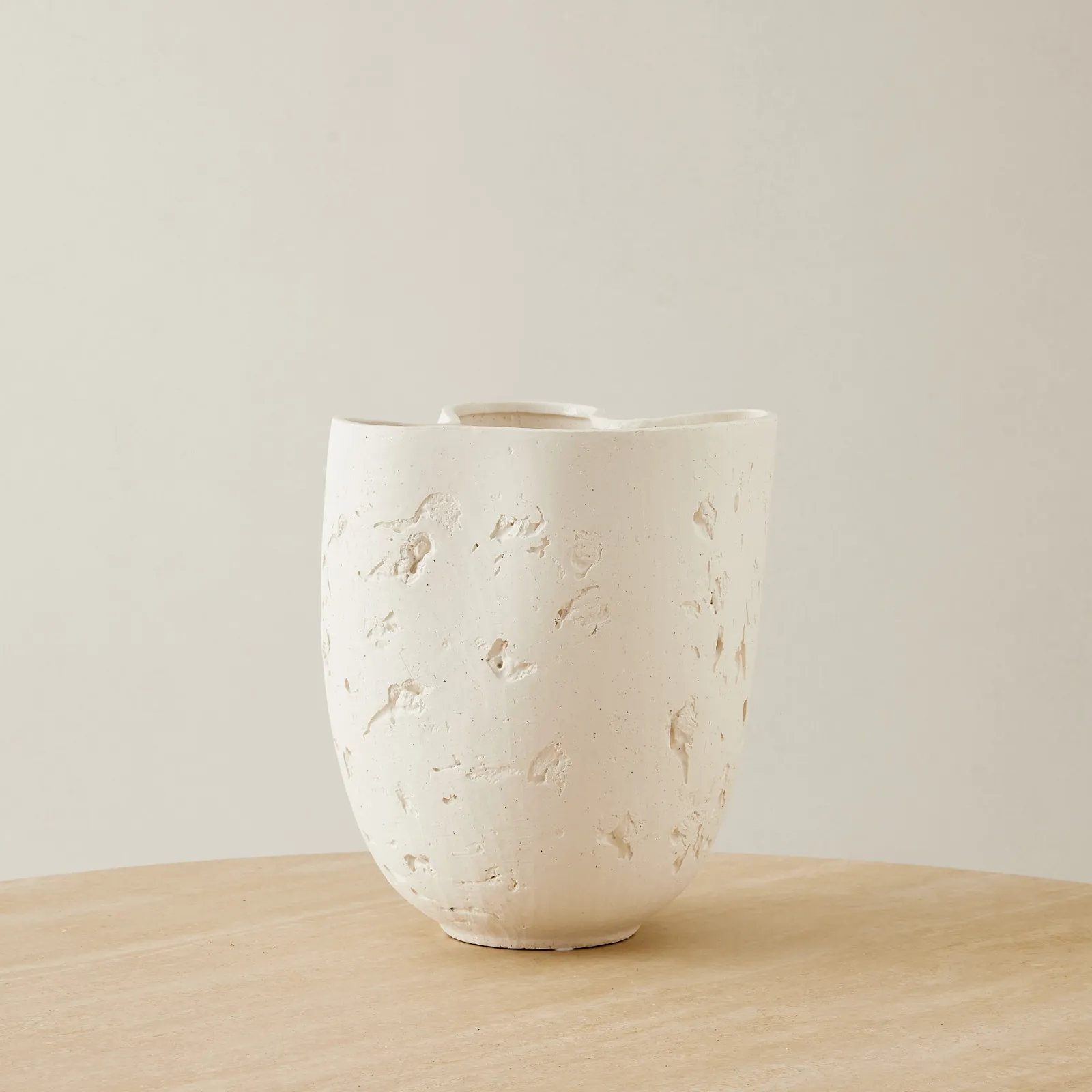 Zinnia 32.5cm White Cast Stone Ceramic Vase | Koala Living