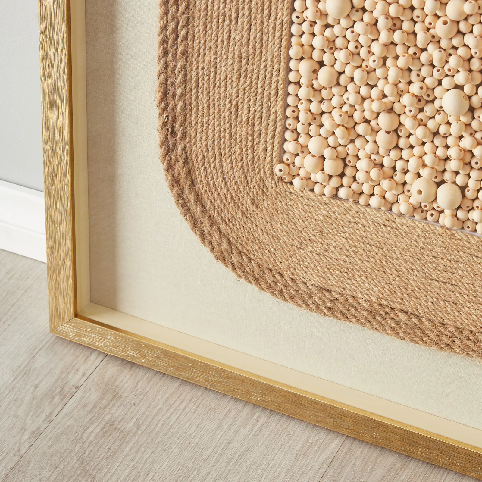 Surrounded Hemp Rope Shadow Box with Golden Frame | Koala Living
