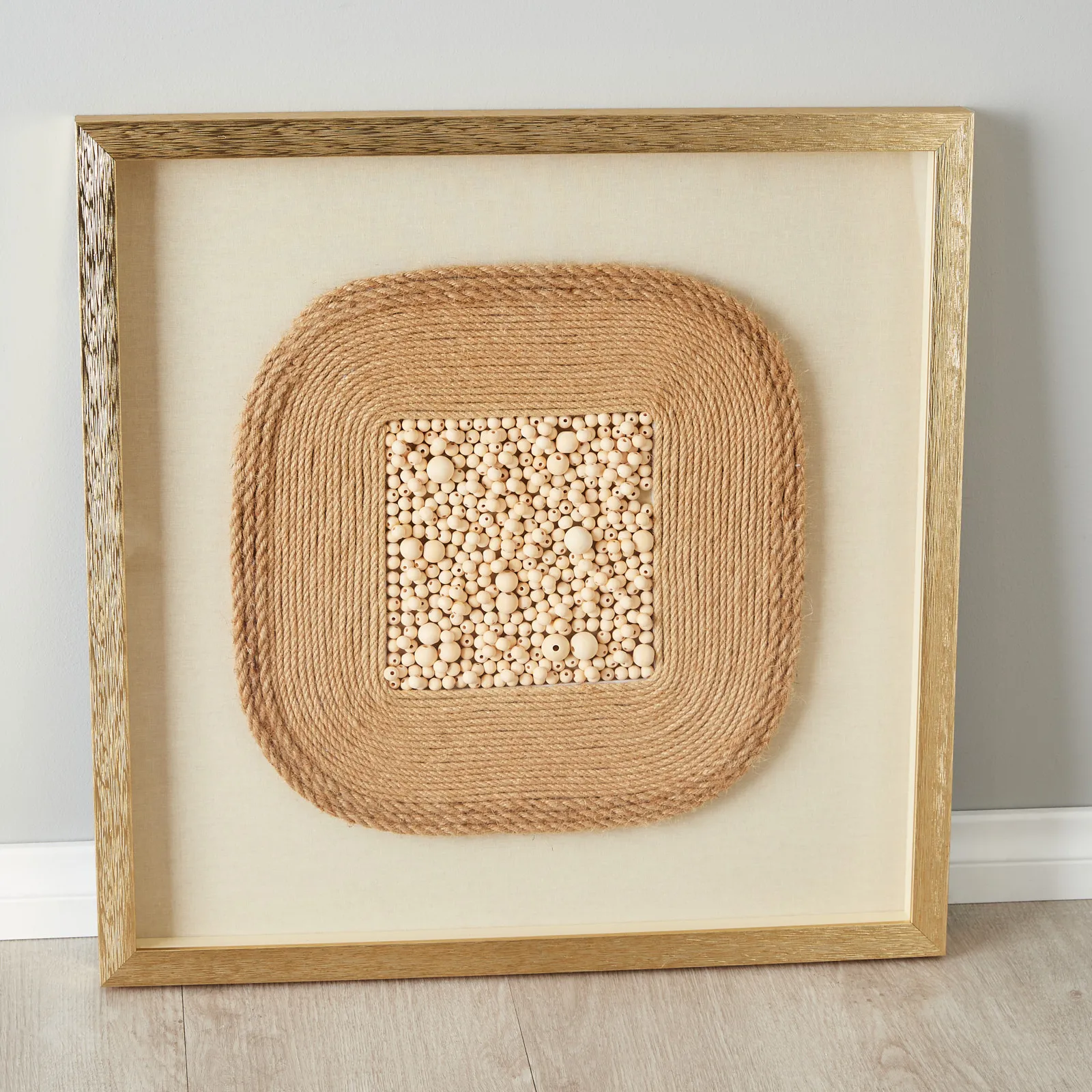 Surrounded Hemp Rope Shadow Box with Golden Frame