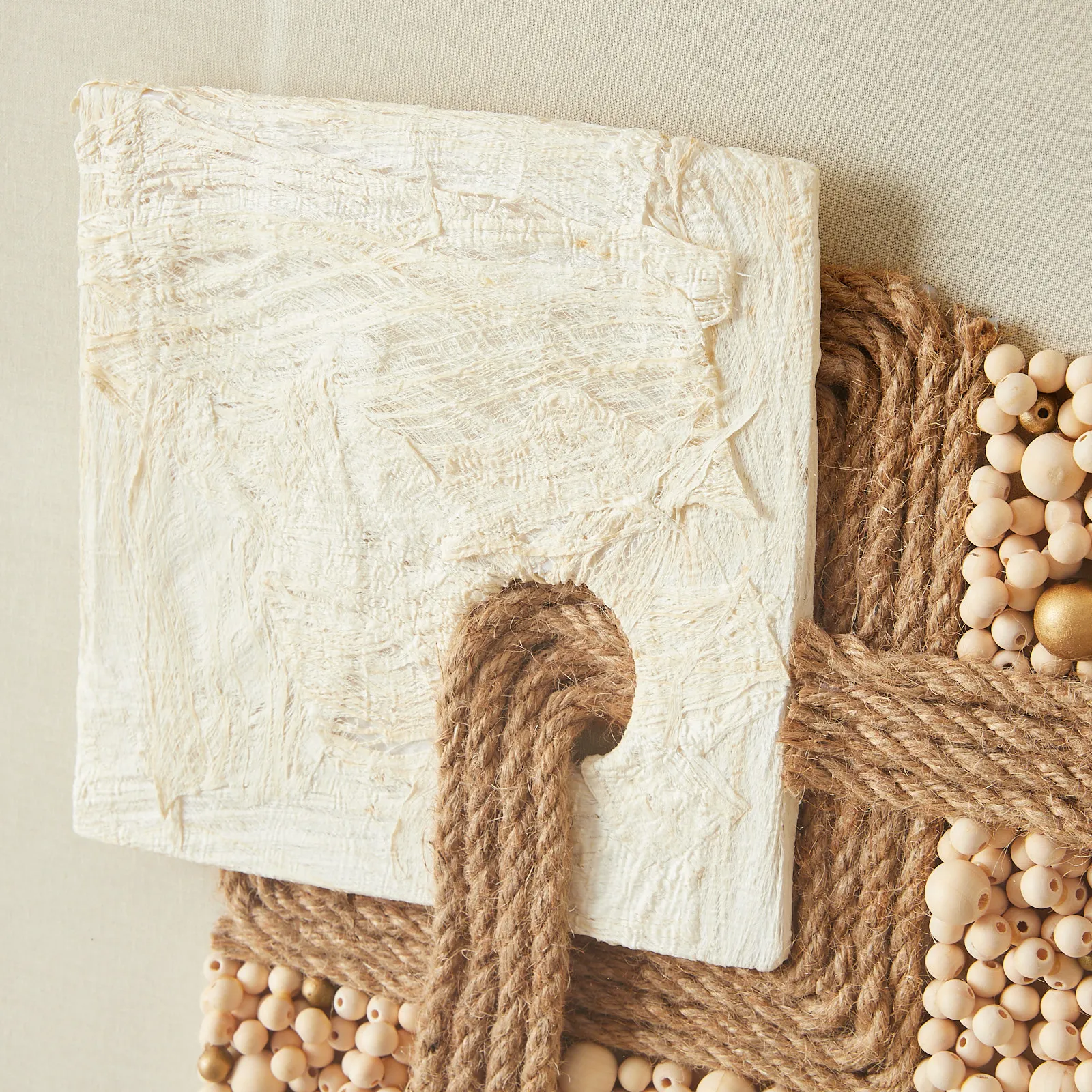 Serendipity Hemp Rope Shadow Box with Golden Frame