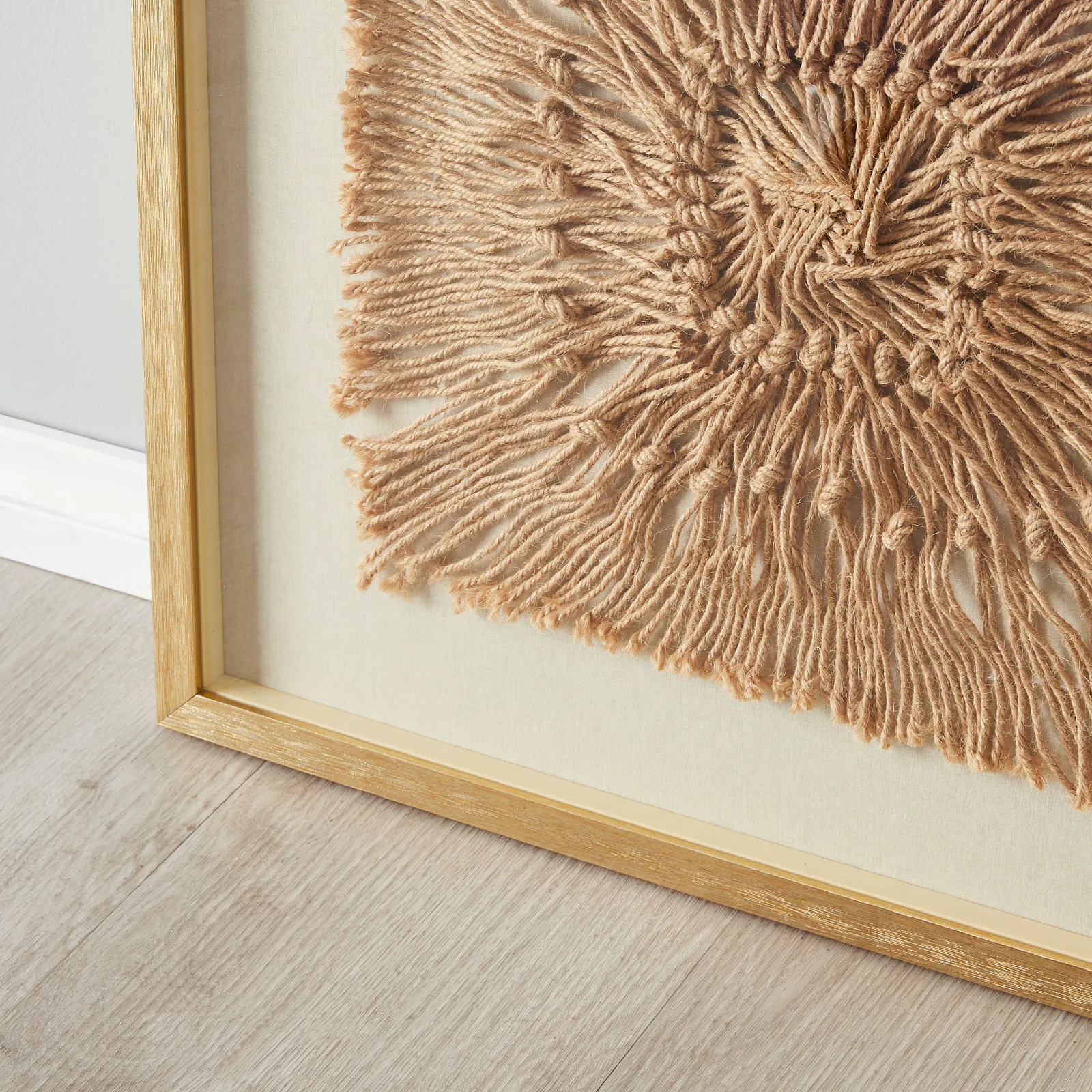 Quadrate Hemp Rope Shadow Box with Golden Frame