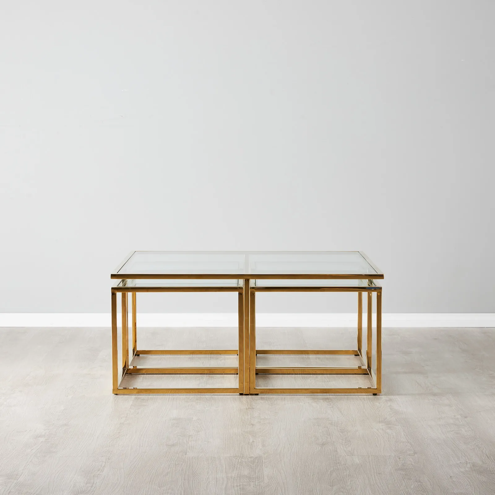 Vernon Polished Gold Stainless Steel Square Coffee Table | Koala Living