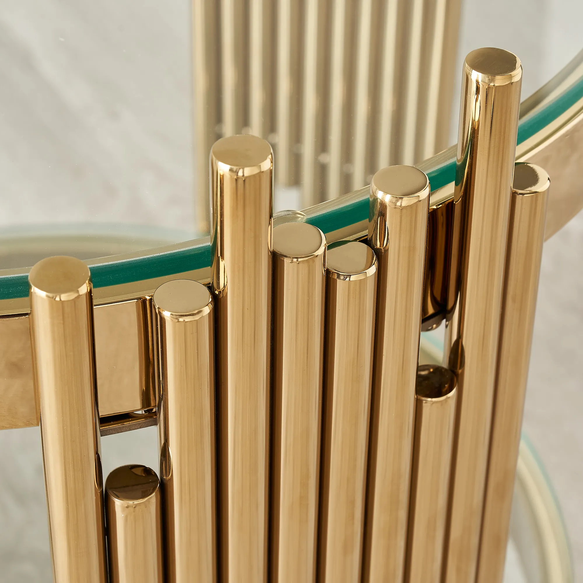 Lindsay Polished Gold Stainless Steel Round Side Table - Clear Glass Top