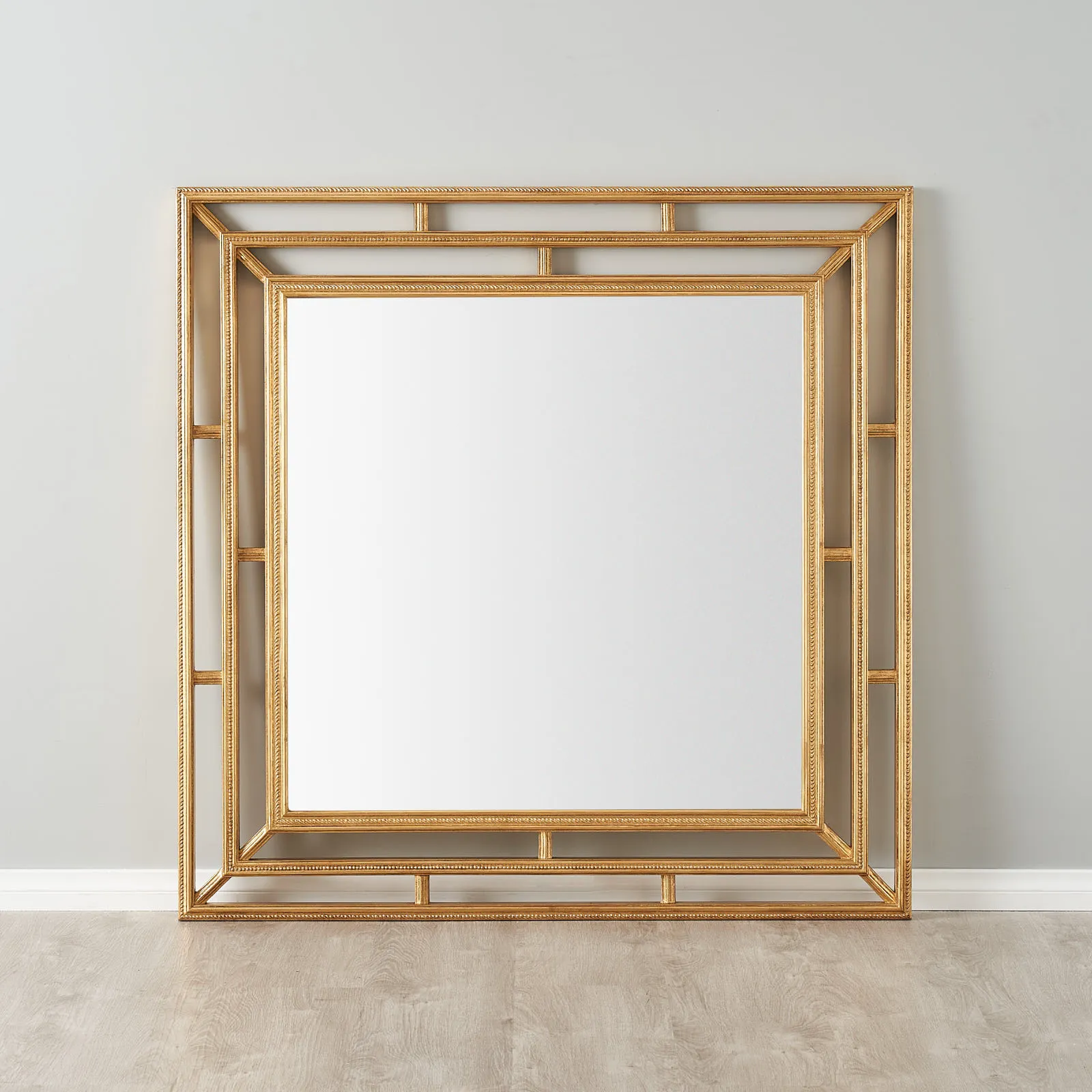 Sophia Antique Gold Square Wooden Mirror | Koala Living