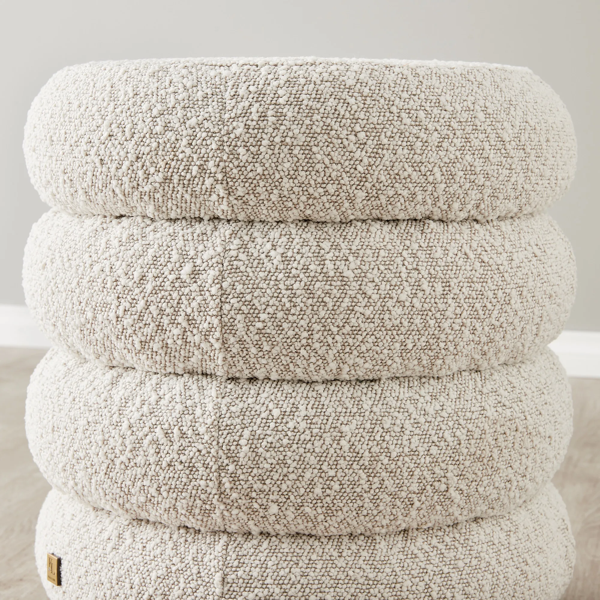 Megan Butter Cream Boucle 40cm Round Ottoman