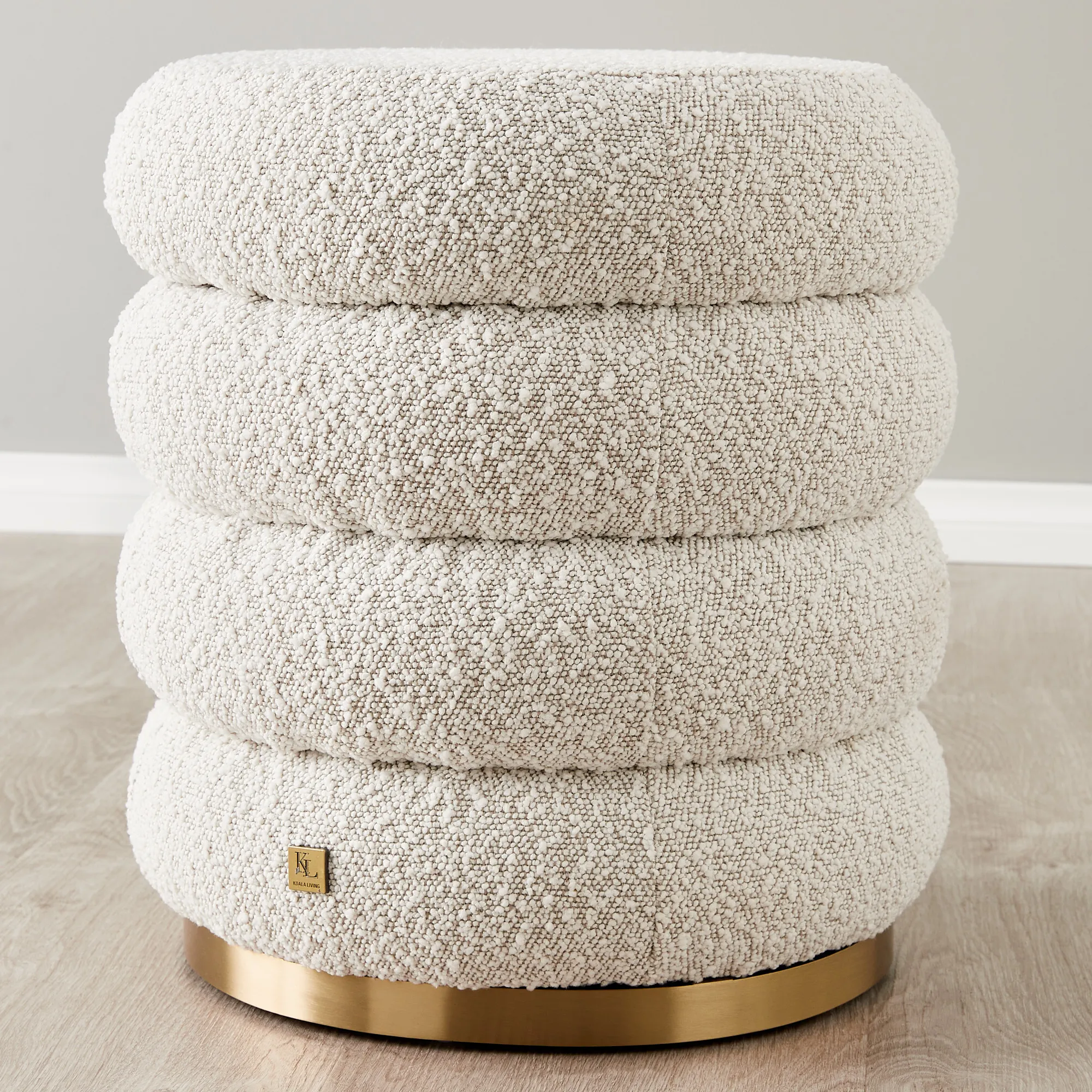 Megan Butter Cream Boucle 40cm Round Ottoman