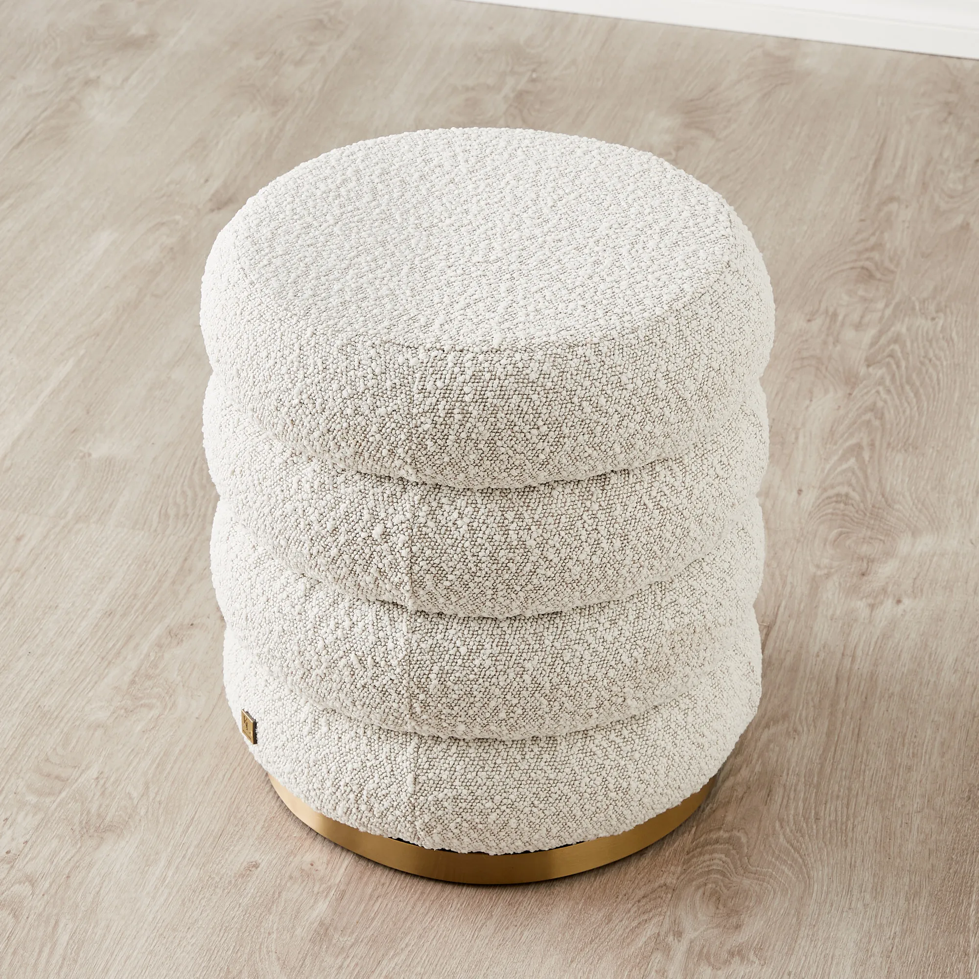 Megan Butter Cream Boucle 40cm Round Ottoman