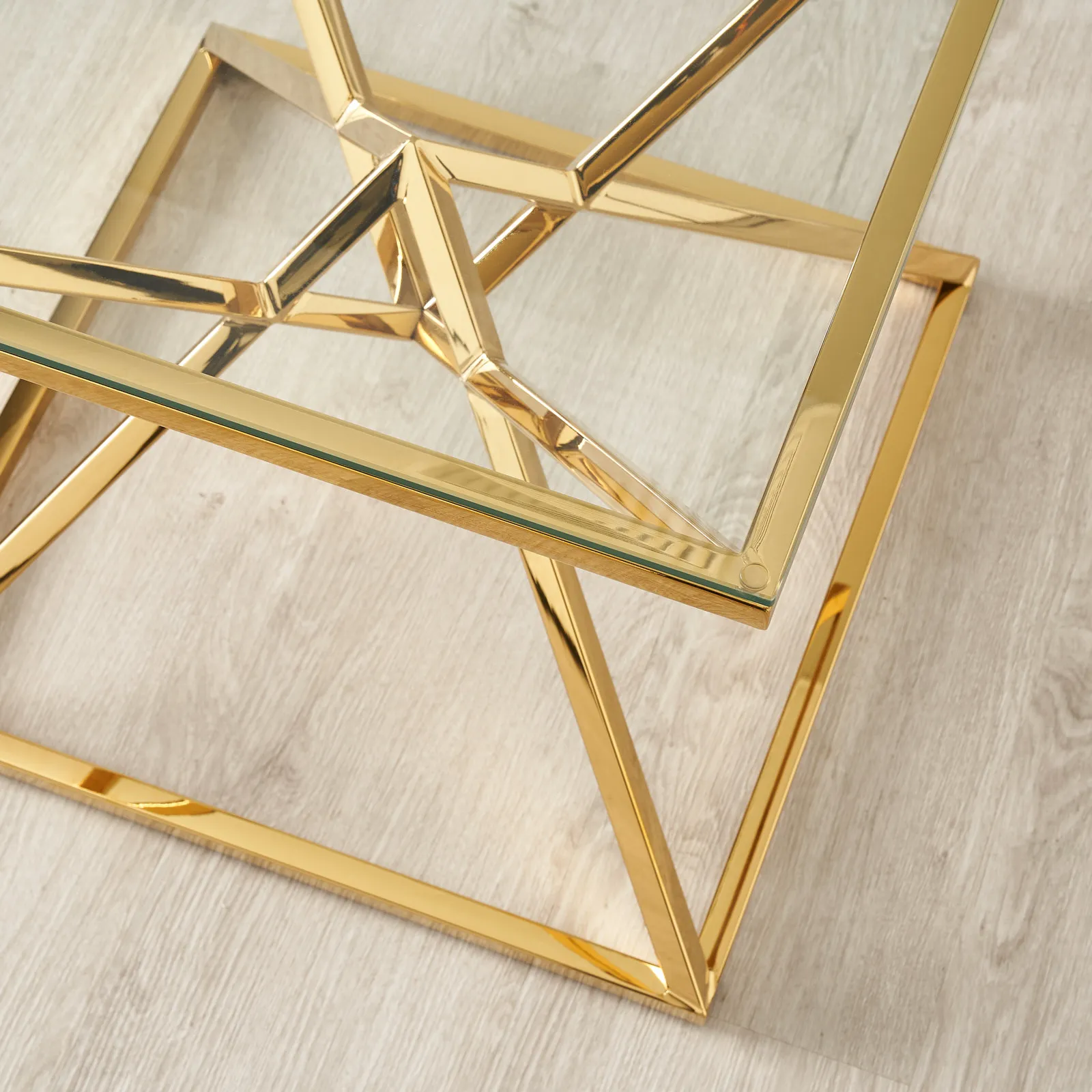 Knox Gold Side Table - Clear Glass Top