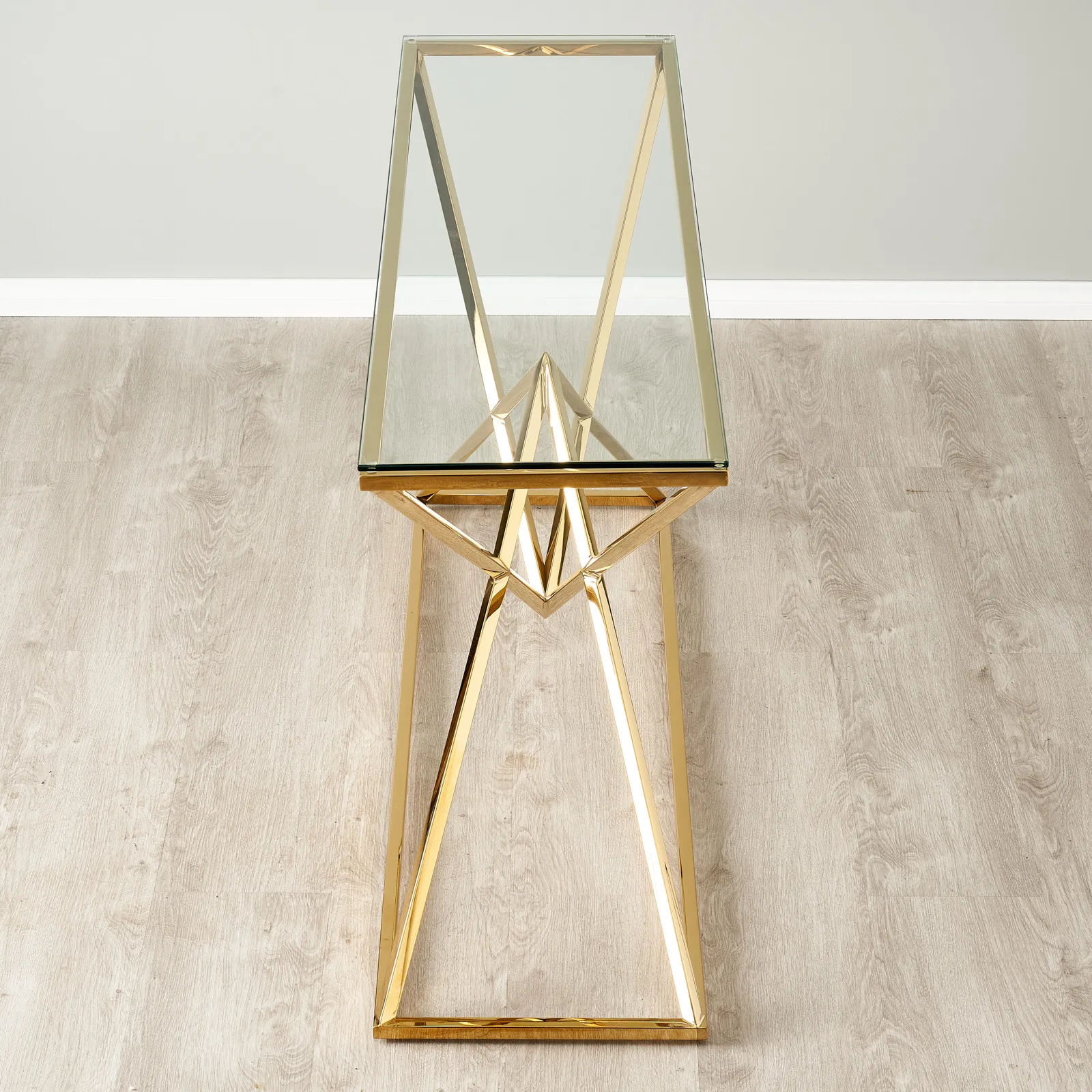 Knox Gold Console Table - Clear Glass Top
