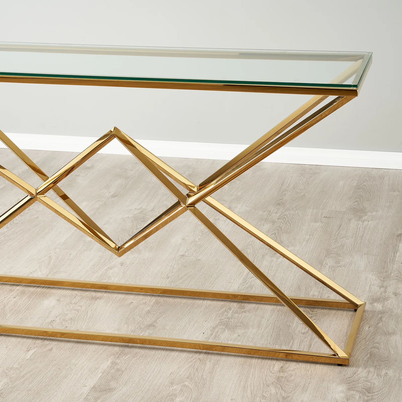 Knox Gold Console Table - Clear Glass Top | Koala Living