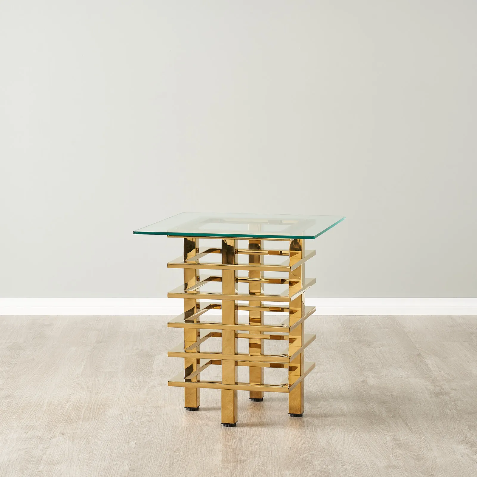 Clarette Gold Side Table - Clear Glass Top