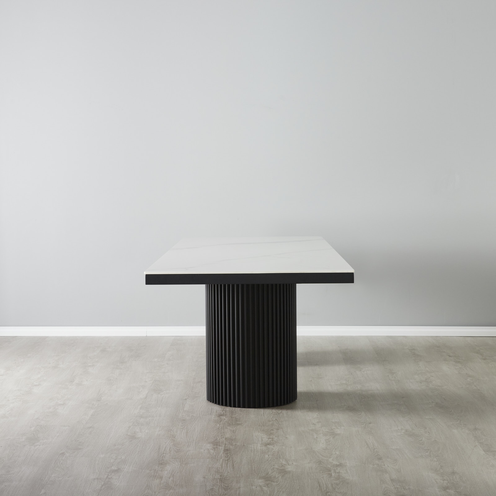 Archie White Sintered Stone Rectangular Dining Table - Matte Black Legs ...