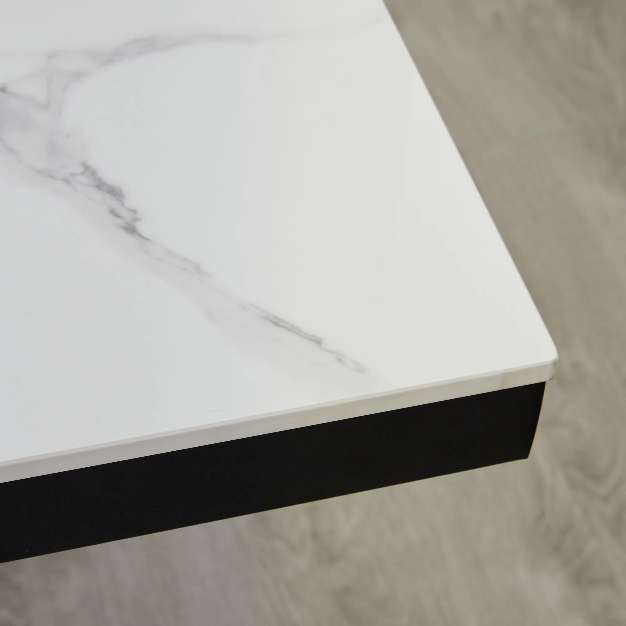 Archie White Sintered Stone Rectangular Dining Table - Matte Black Legs ...