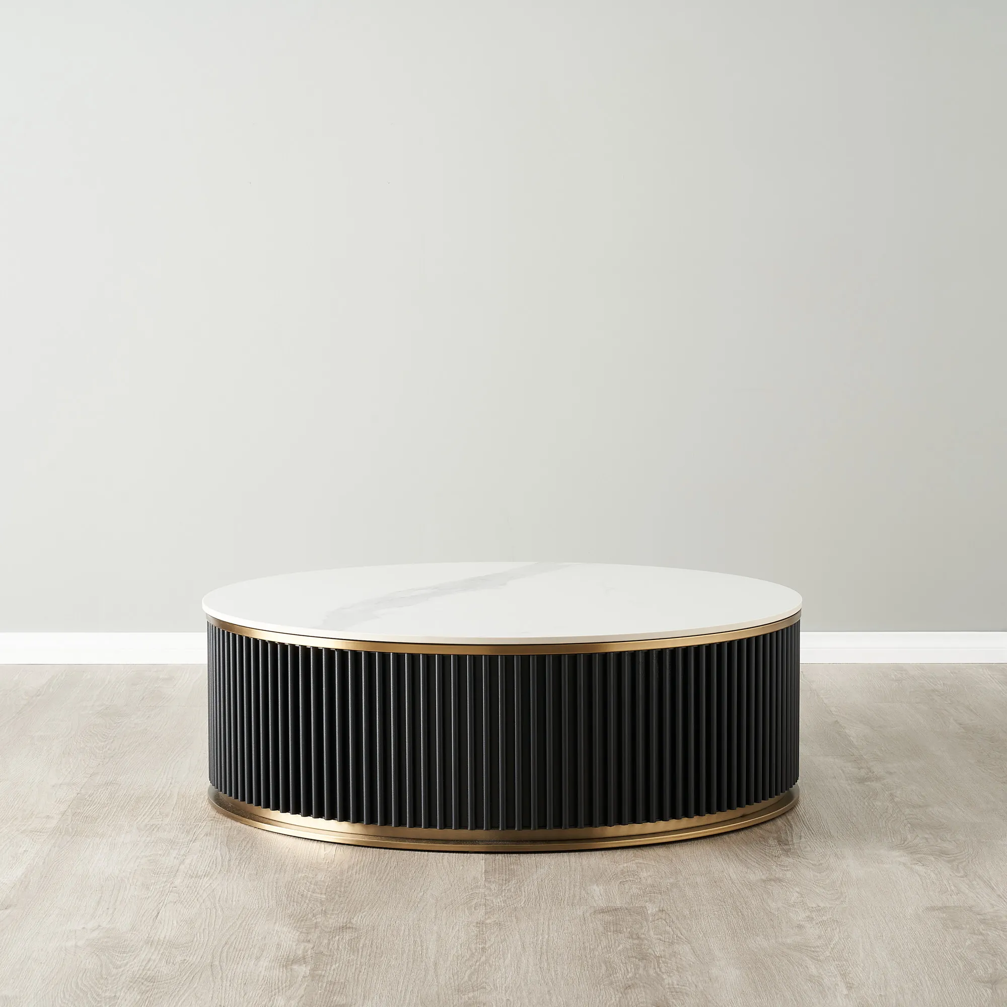 Archie White Sintered Stone Round Coffee Table Low - 100x35cm