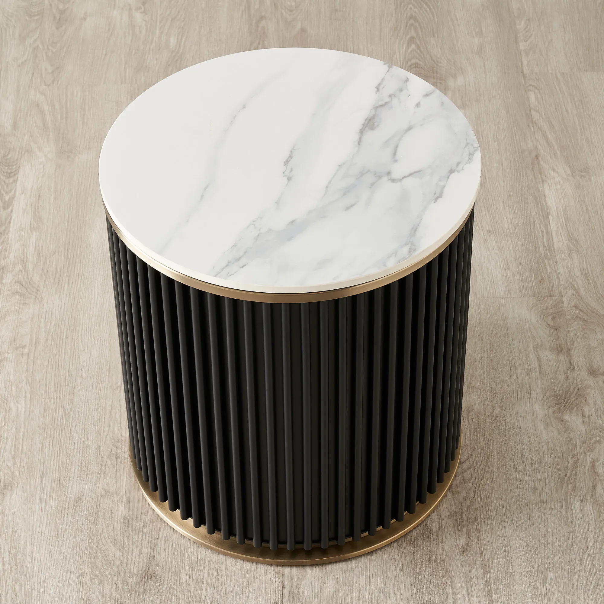 Archie White Sintered Stone Round Side Table