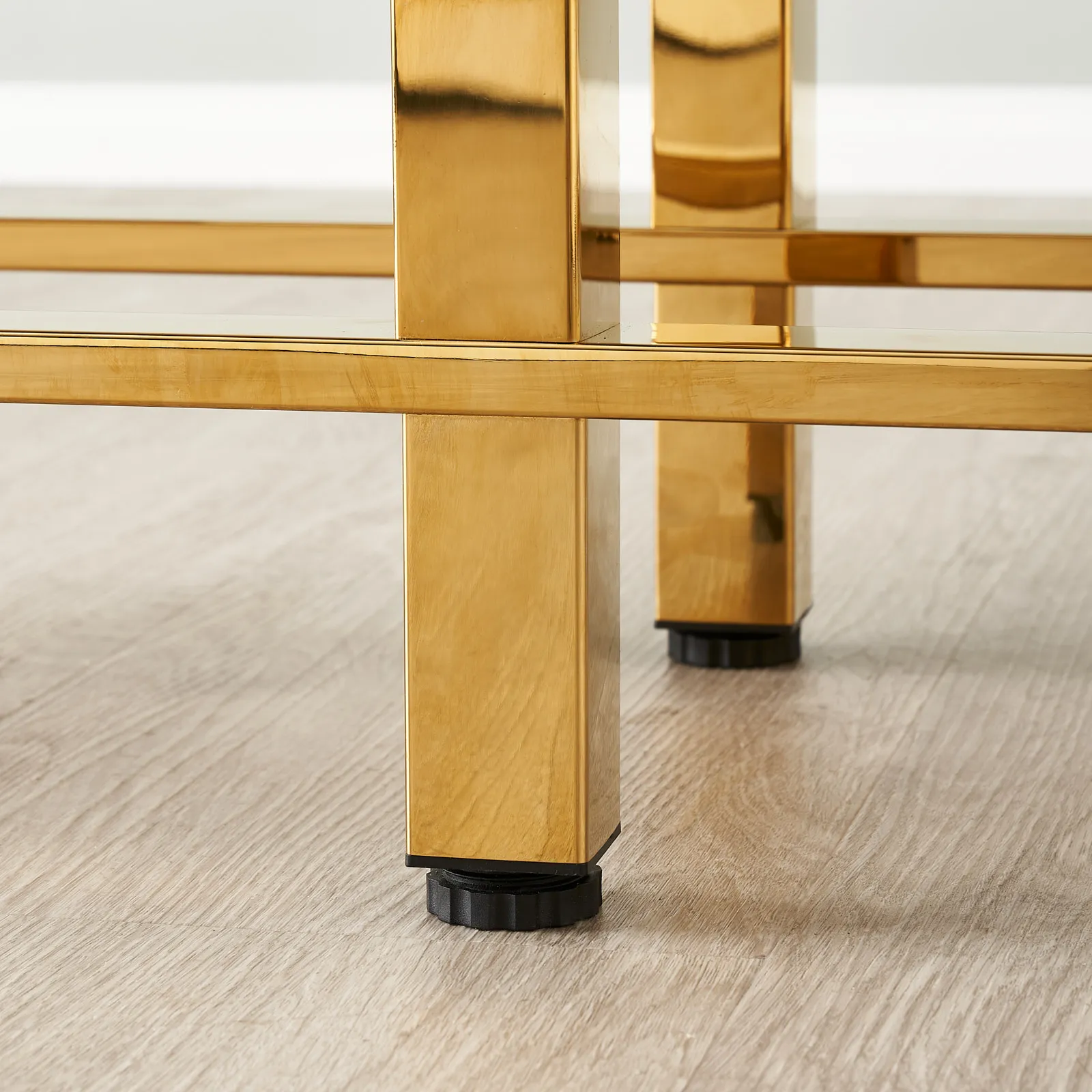 Clarette Gold Console Table - Clear Glass Top | Koala Living