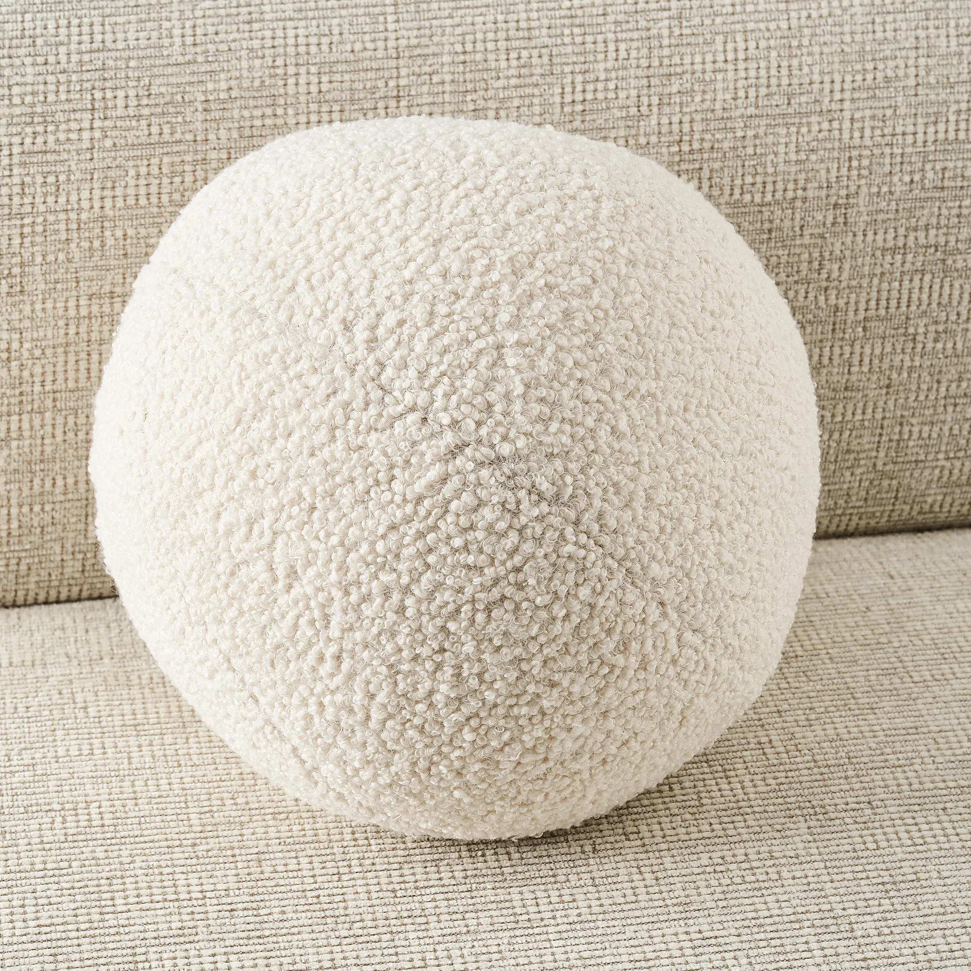 Alora Cream Turrel Fabric Ball Cushion 31cm