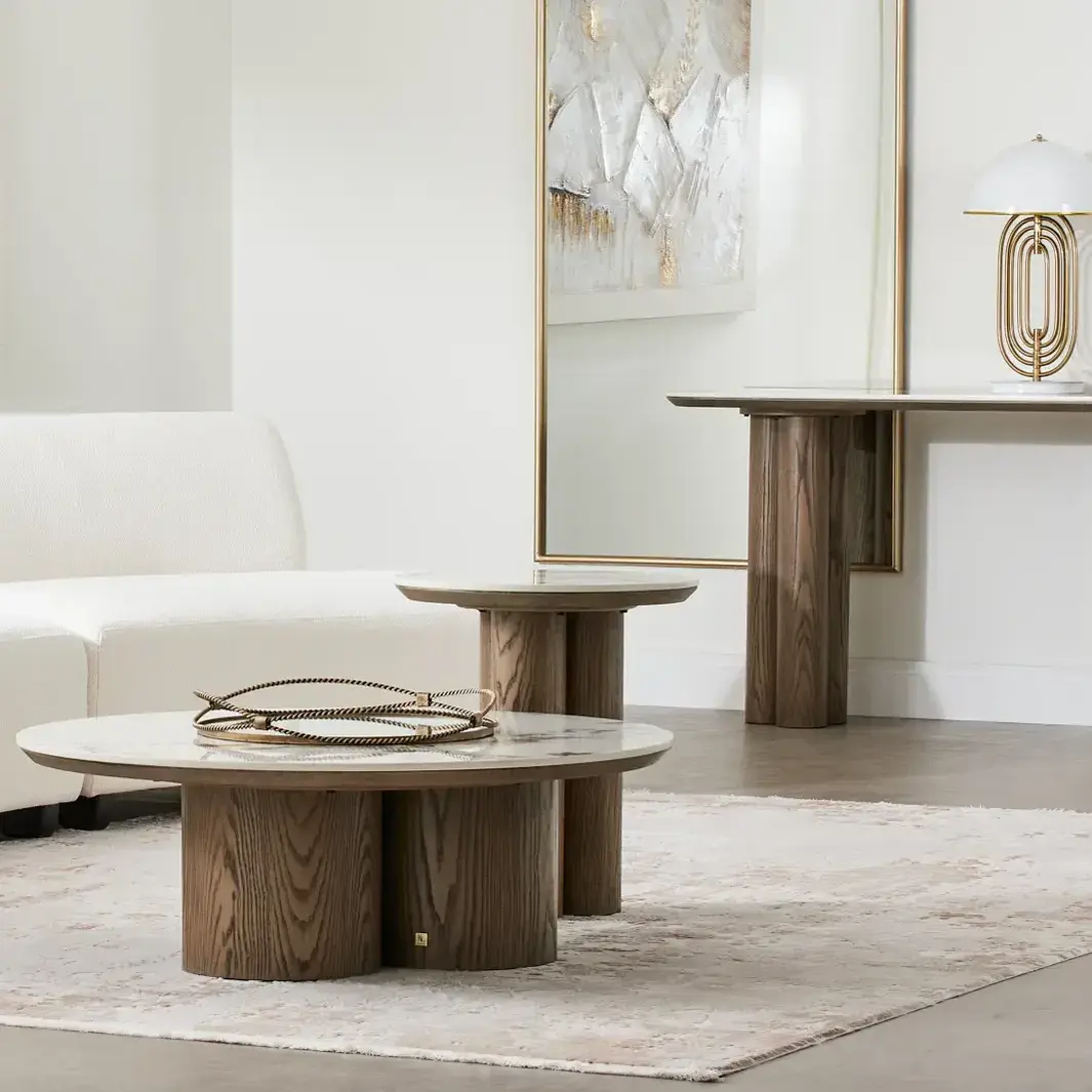 Terzetto Pandora Brown Sintered Stone Round Coffee Table Low - Medium ...