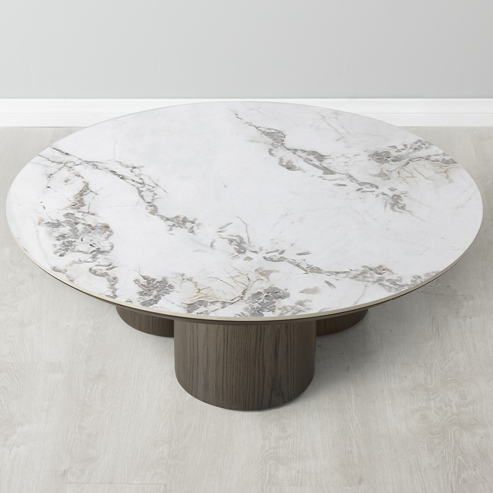 Terzetto Pandora Brown Sintered Stone Round Coffee Table - Medium Brown ...
