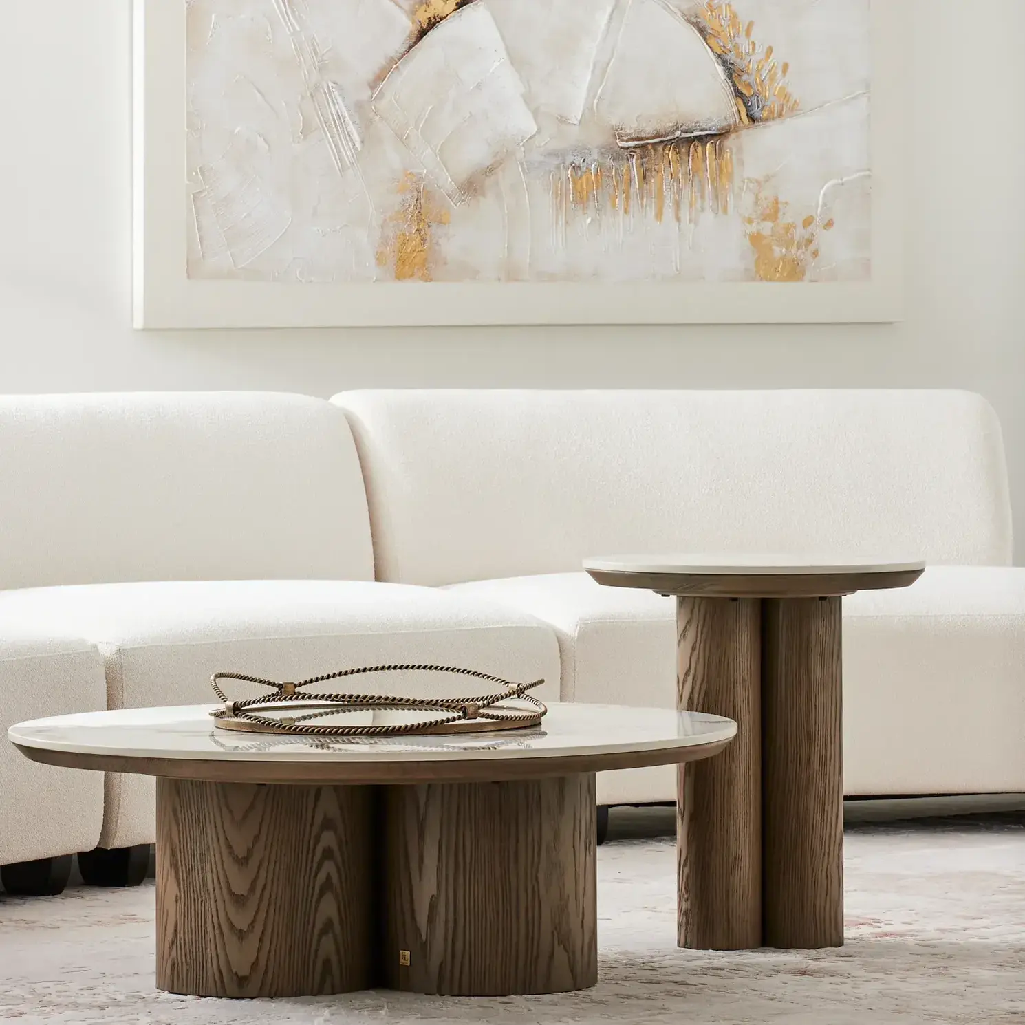 Terzetto Pandora Brown Sintered Stone Round Coffee Table Low - Medium ...