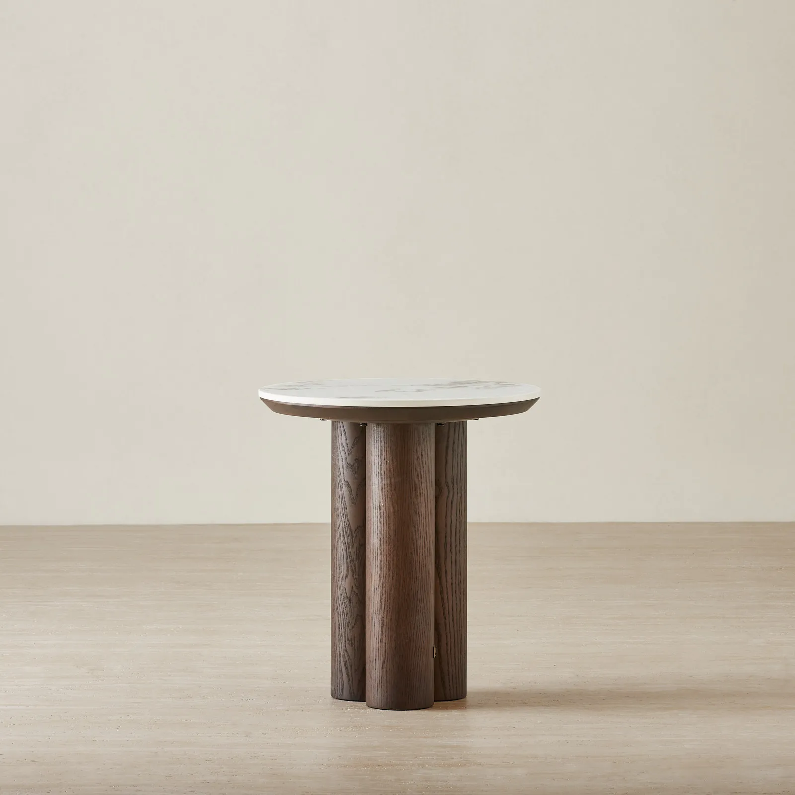 Terzetto Pandora Brown Sintered Stone Round Side Table - Dark Brown Ash ...