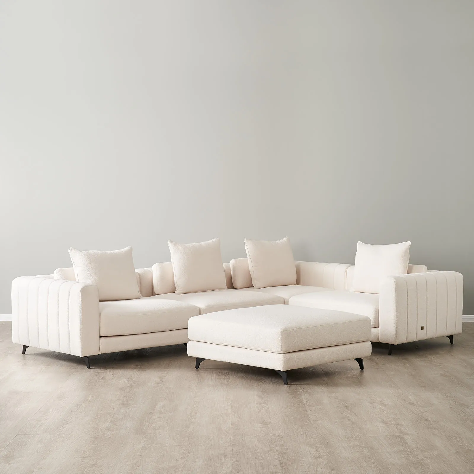 Jordan Chantilly White Fabric Corner Sofa