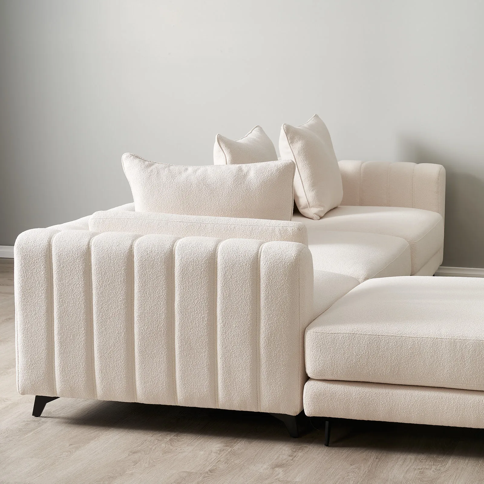 Jordan Chantilly White Fabric Corner Sofa
